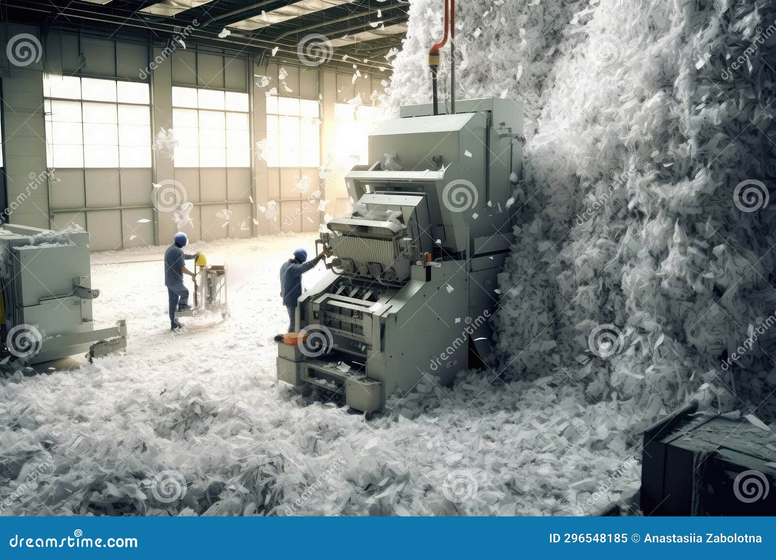 Workers Shredding Documents in Secure Paper Shredding Facility ...