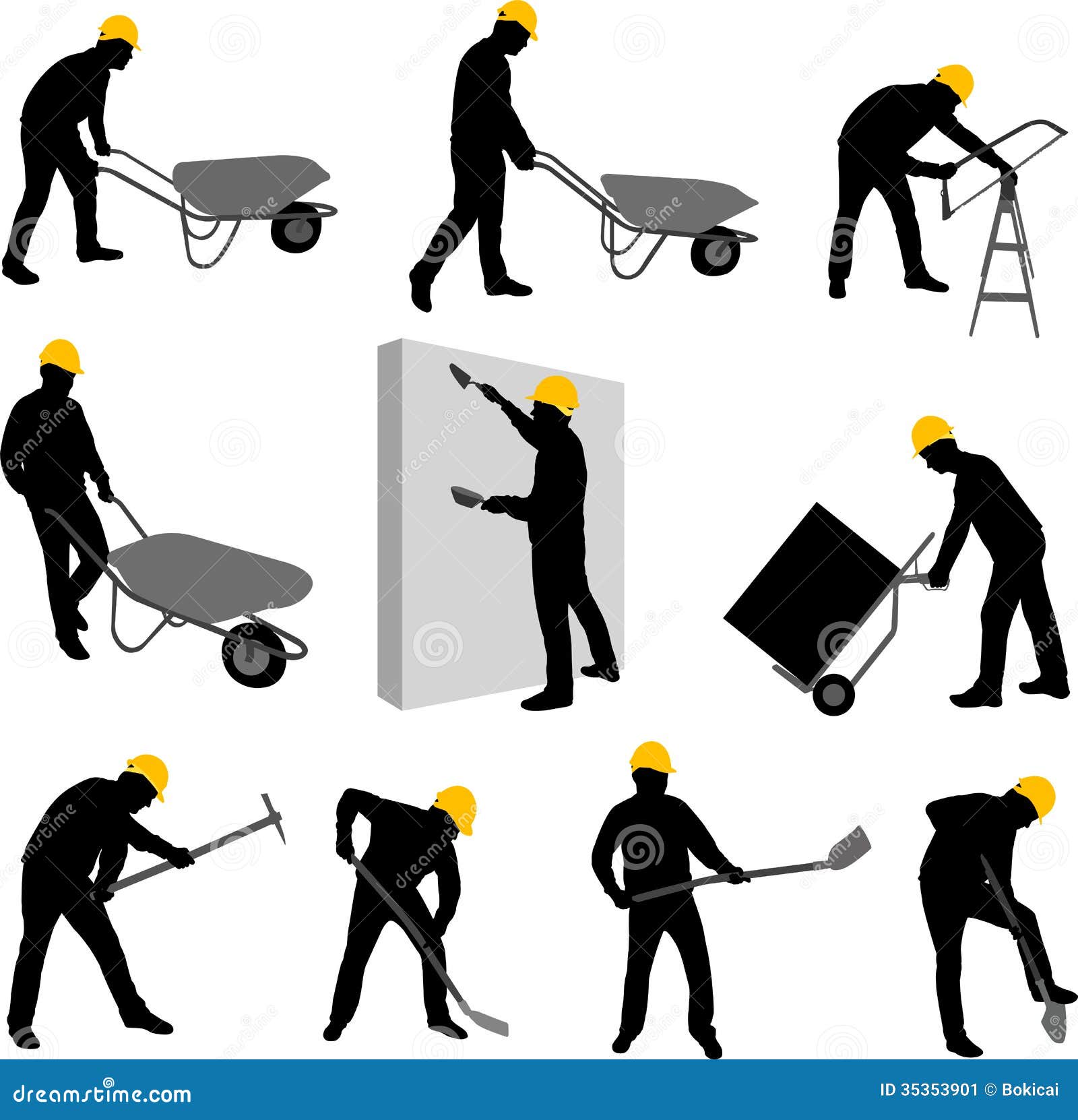 Workers silhouettes stock vector. Illustration of employment - 35353901