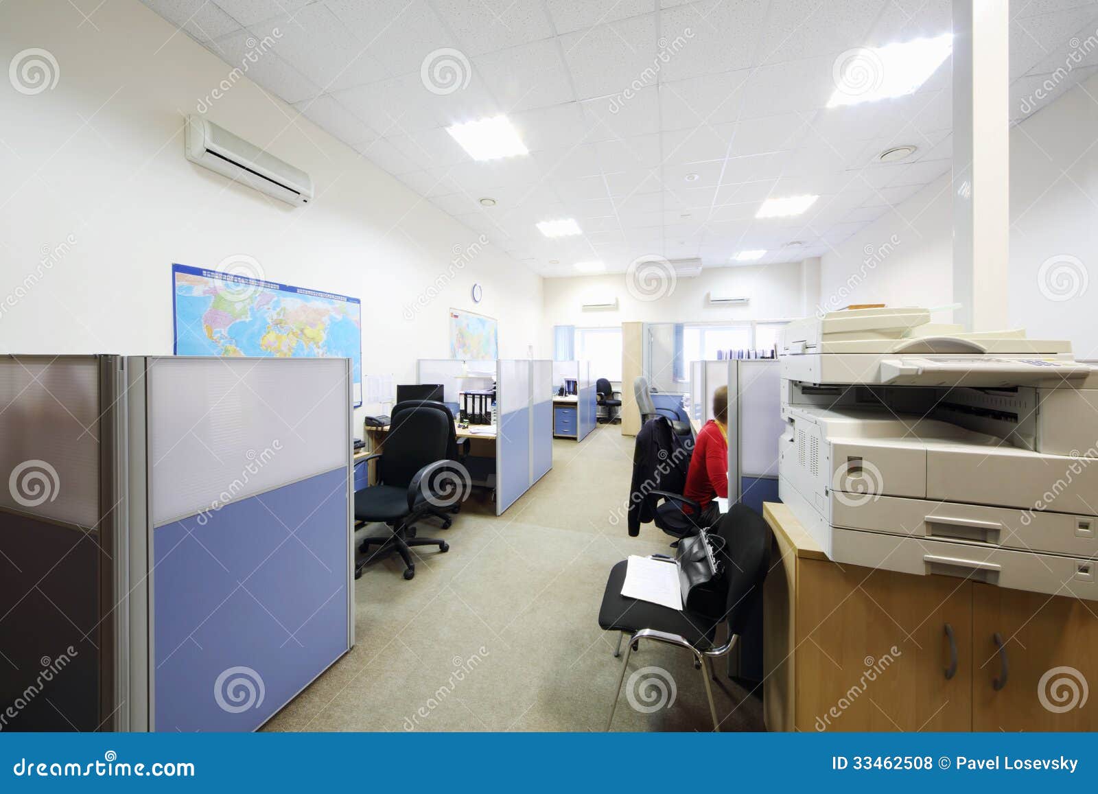 Workers Sit in Office with Separated by Partition Jobs Stock Photo ...