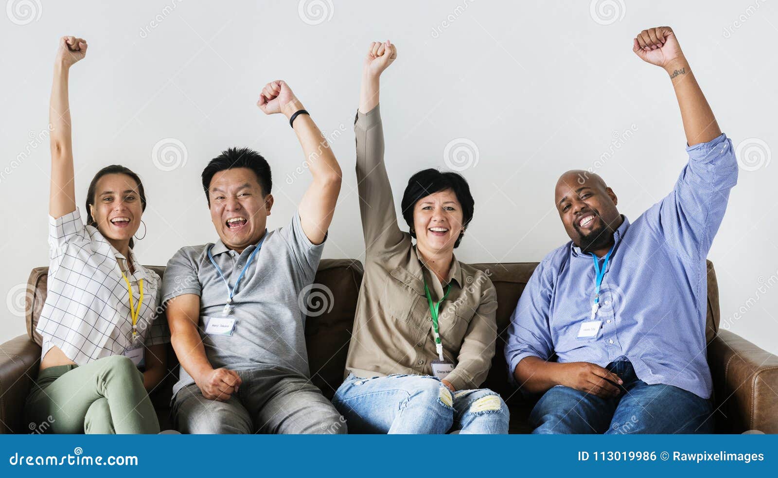 Workers Sitting and Cheering Together Stock Photo - Image of cards ...
