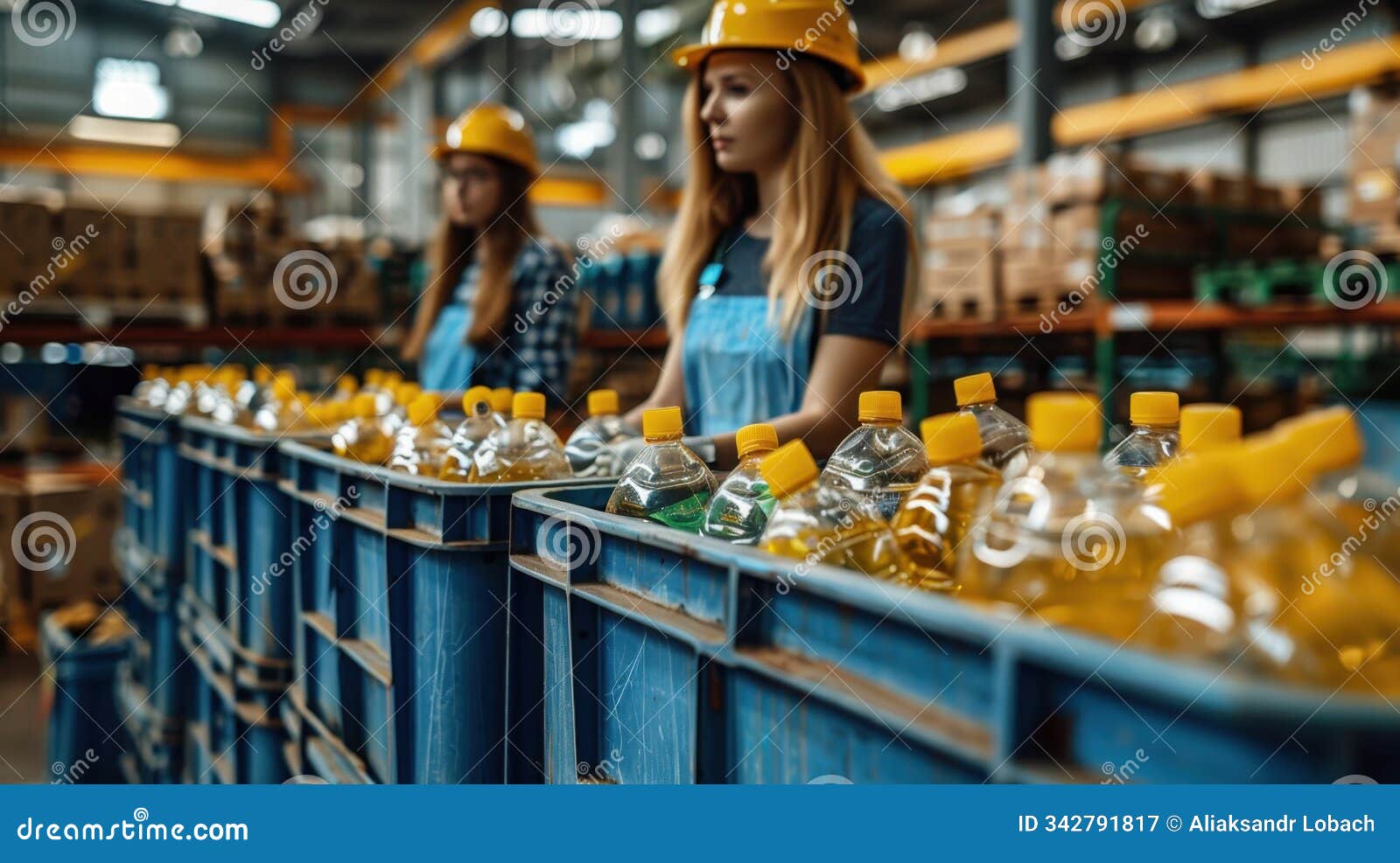 Workers Sort Plastic Bottles for Recycling. a New Garbage Collection ...