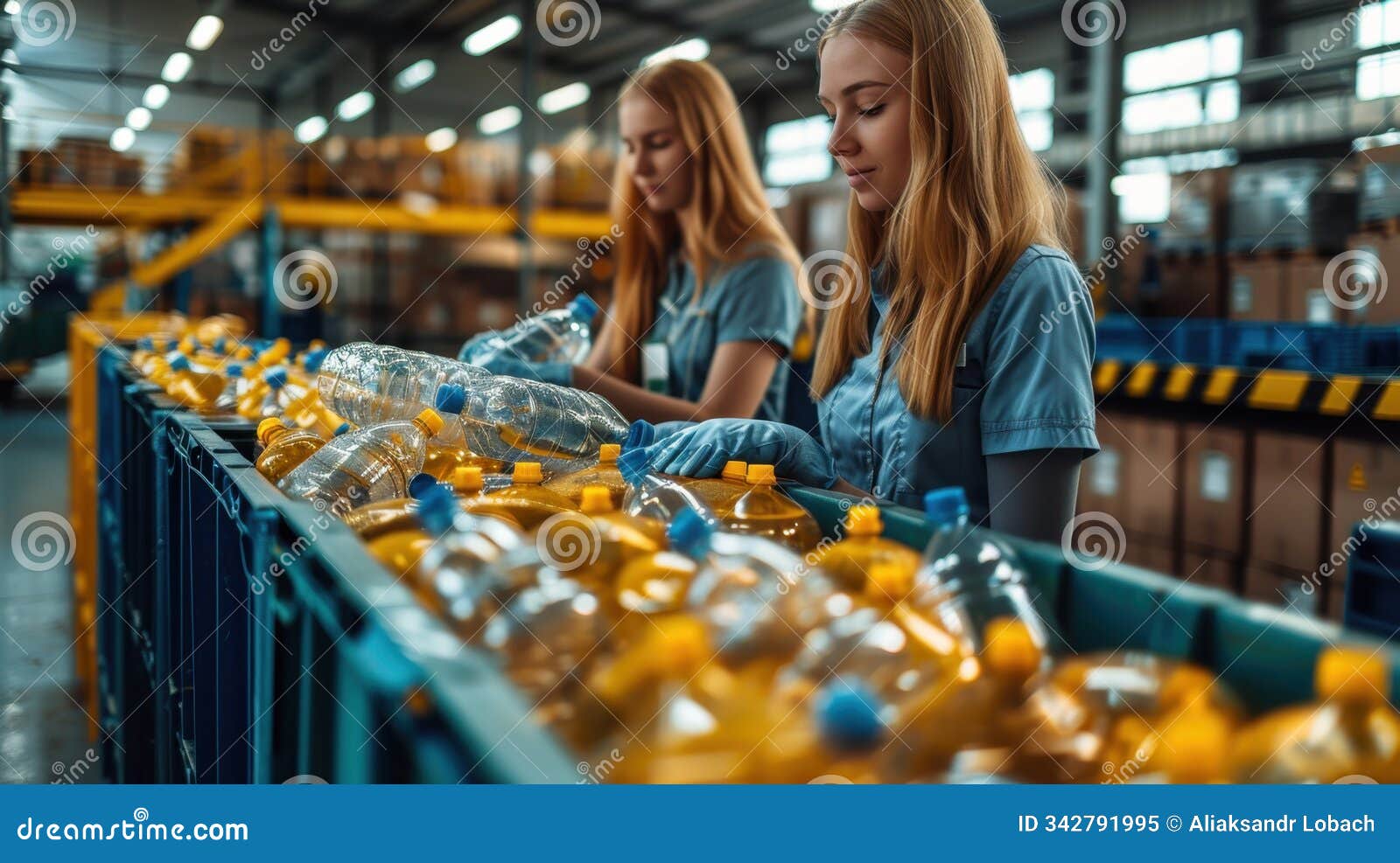 Workers Sort Plastic Bottles for Recycling. a New Garbage Collection ...