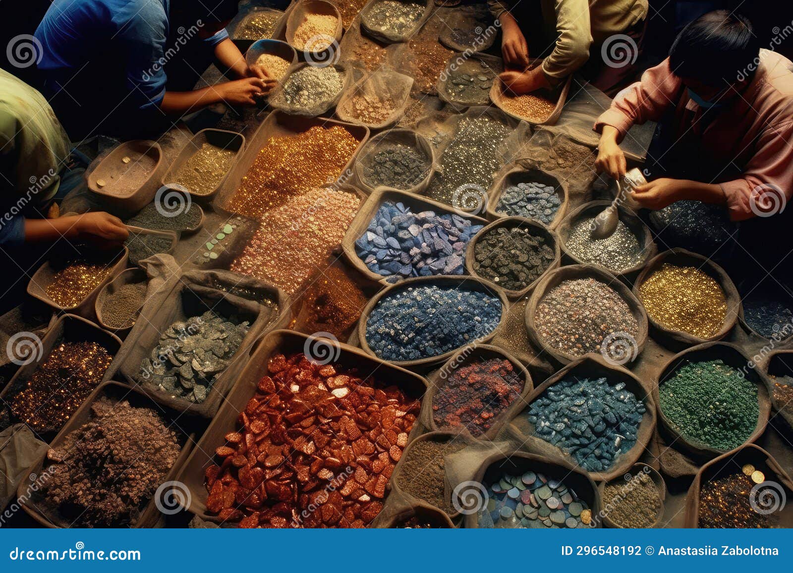 Workers Sorting and Packaging Rare Earth Minerals for Transportation ...