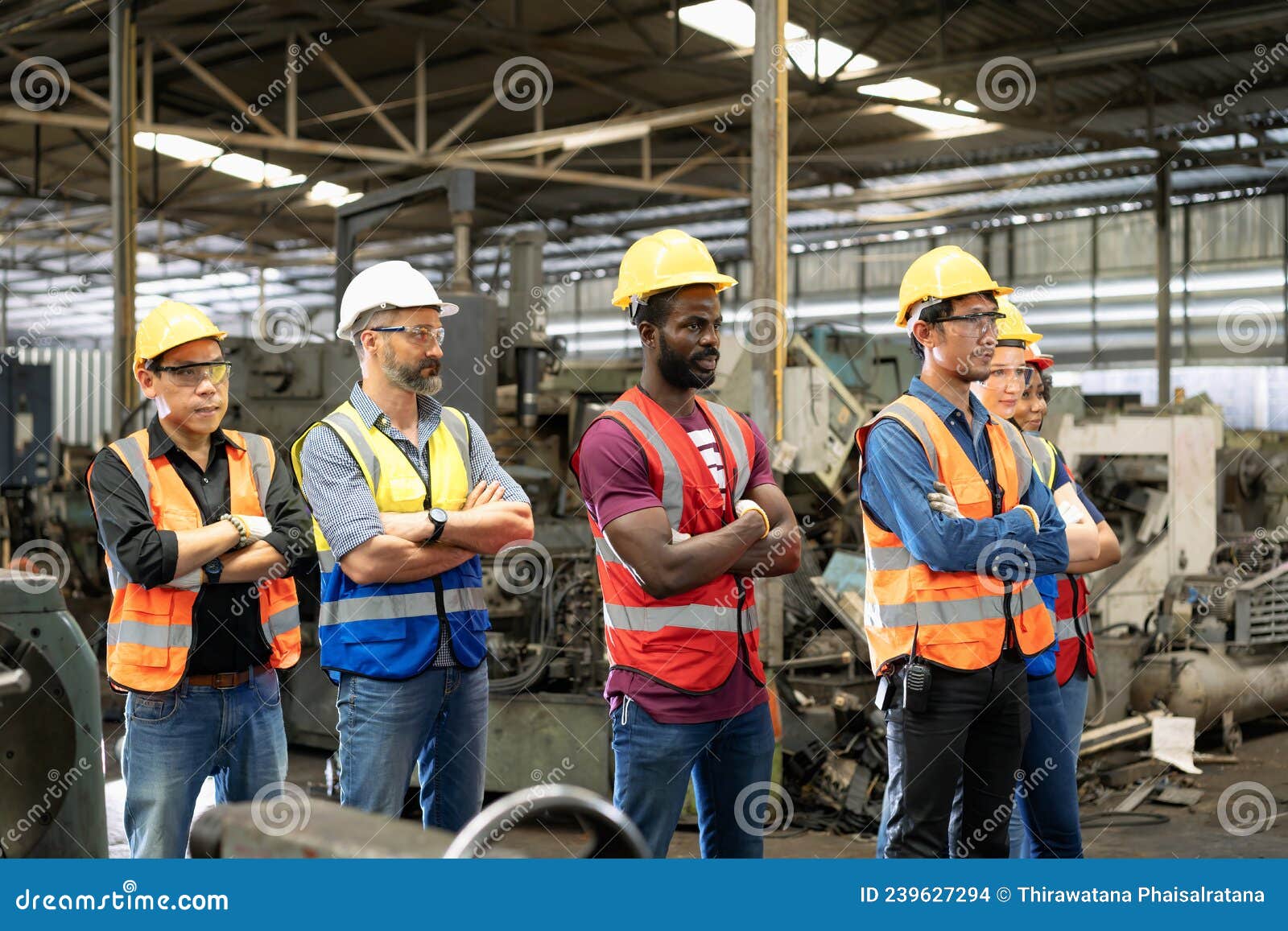 Workers and Workers are Standing in the Factory. Group Staff Standing ...