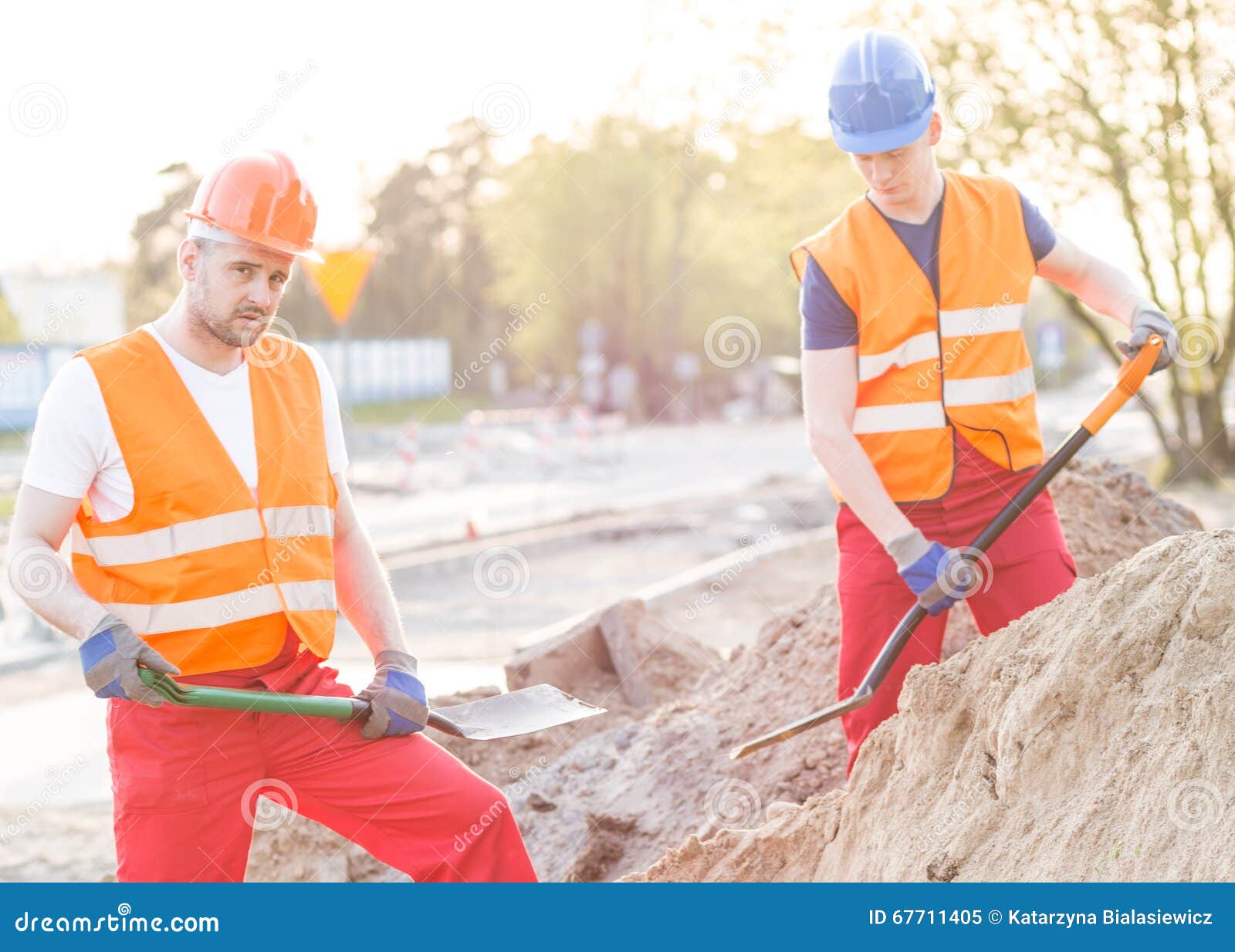 Workers Standing with Shovels Stock Image - Image of physical ...