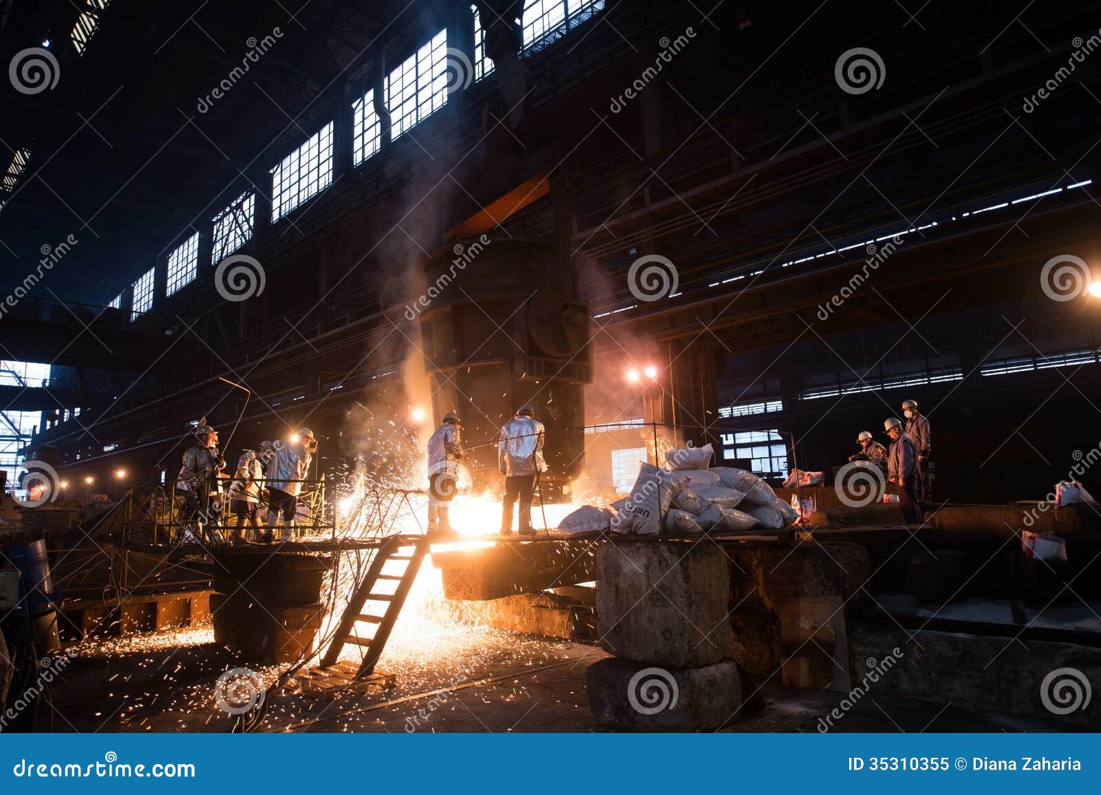 Workers in a Steel Factory editorial image. Image of metal - 35310355