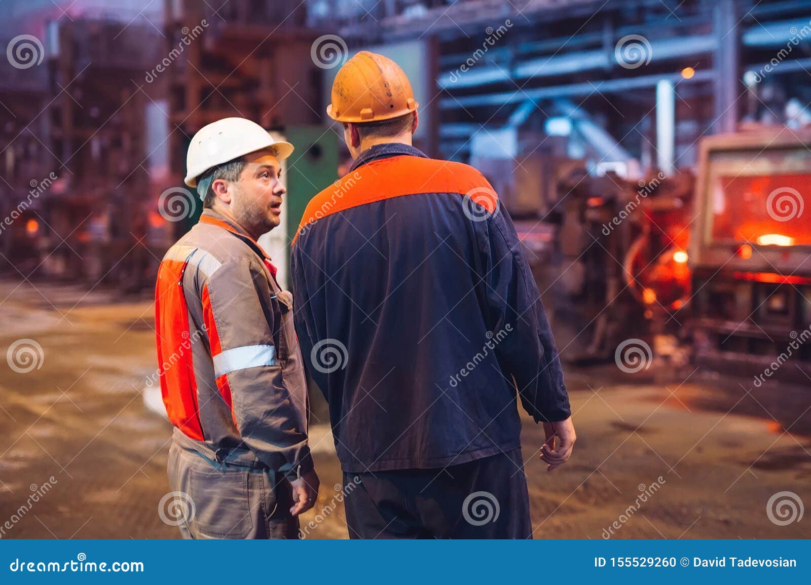 Workers in the Steel Mill on the Metallurgical Plant. Stock Photo ...