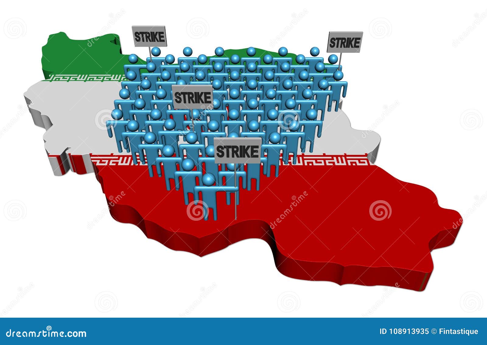 Workers on Strike on Iran Map Flag Illustration Stock Illustration ...