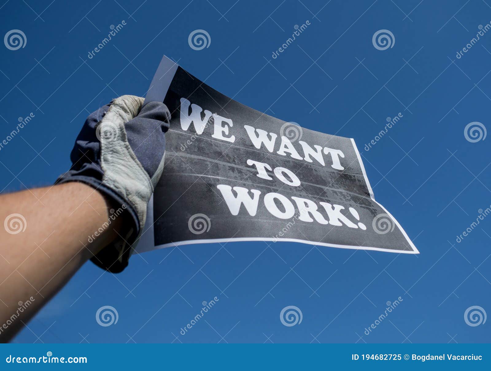 The workers are on strike. stock image. Image of employment - 194682725
