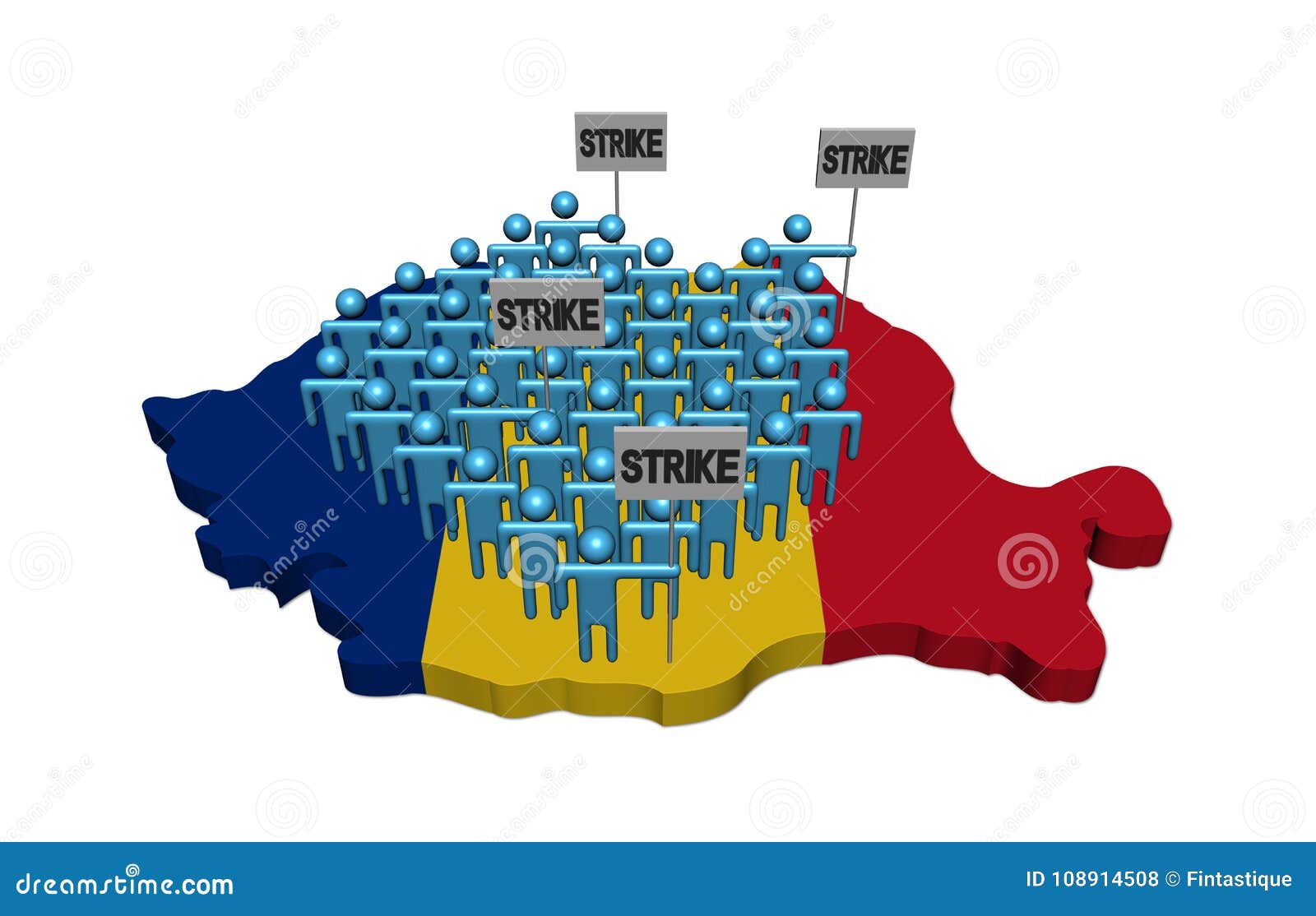 Workers on Strike on Romania Map Flag Illustration Stock Illustration ...