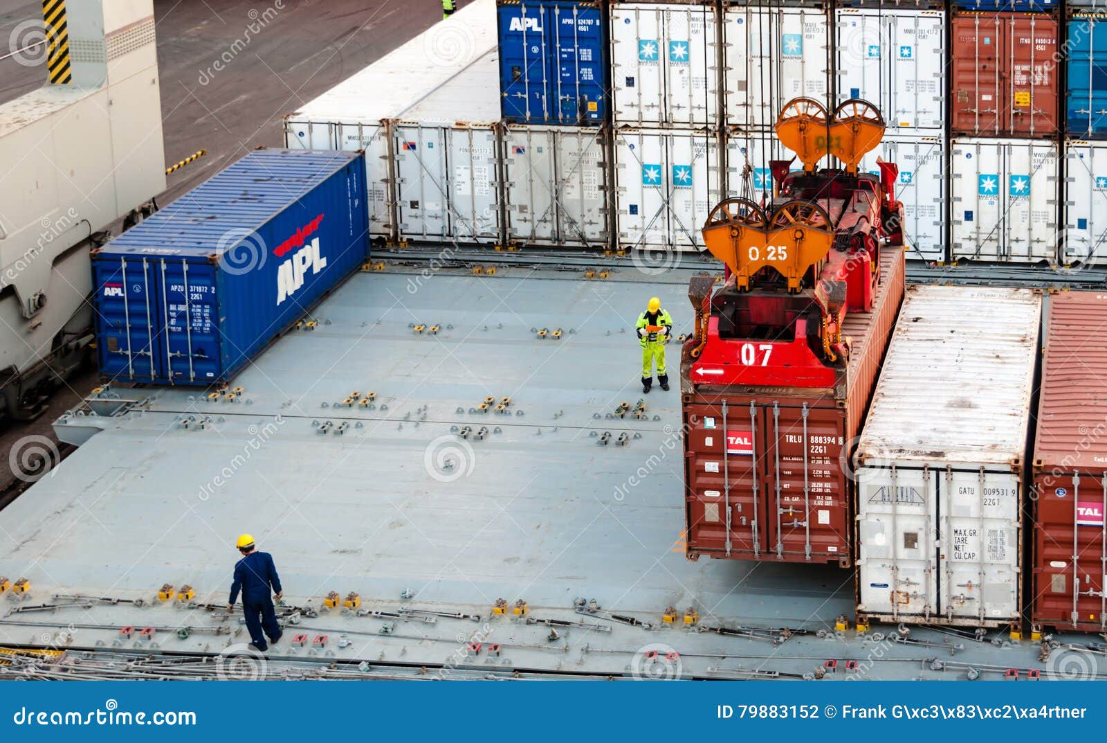 Workers Supervising Container Uploading at Dock Editorial Photography ...