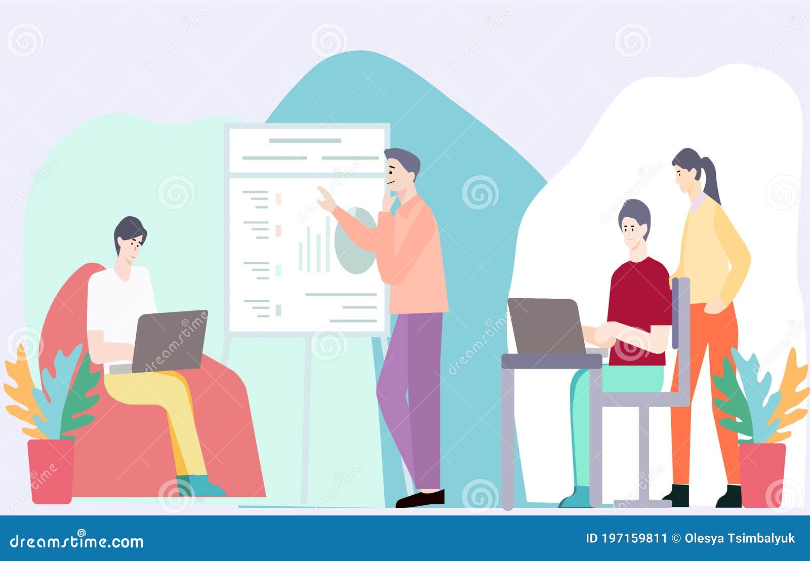 Workers at the Table Discuss Important Issues, Vector Graphics Stock ...