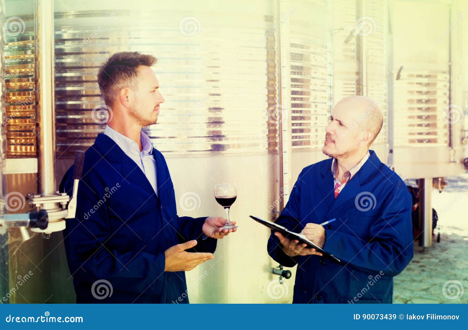 Workers Taking Notes Wine Sample Stock Image - Image of producer ...