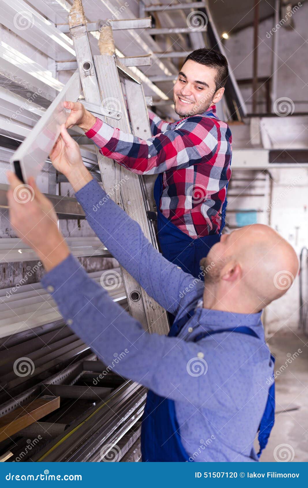 Workers Taking PVC Profiles from Rack Stock Photo - Image of caucasian ...