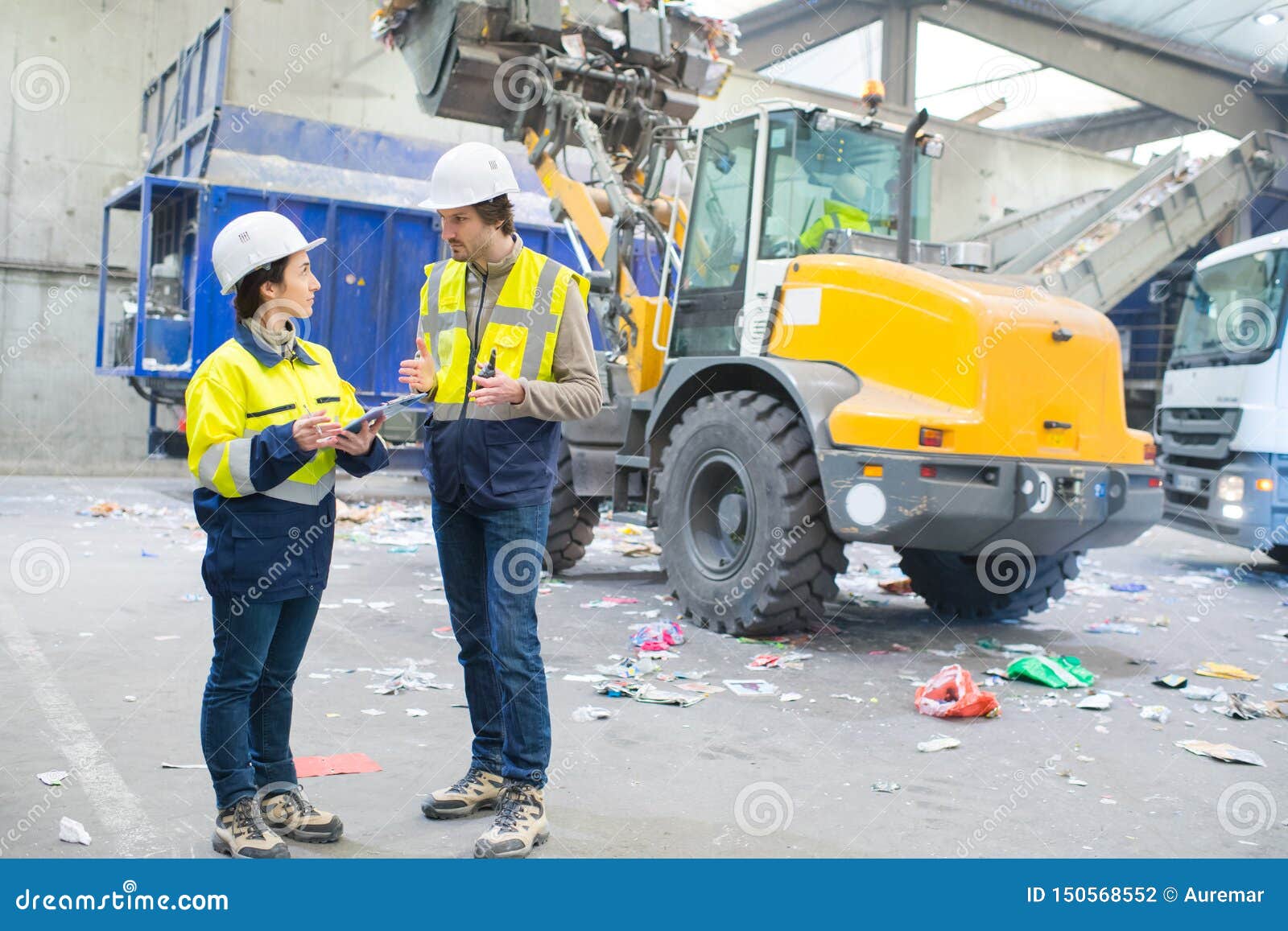 Workers Talking on Refuse Site Stock Photo - Image of conversation ...