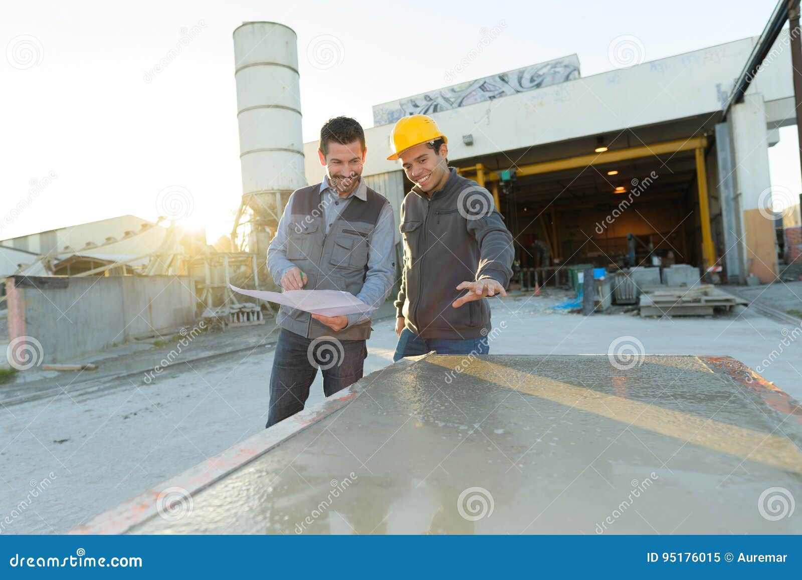 Workers Talking by Storage Outdoor Factory Stock Image - Image of dock ...