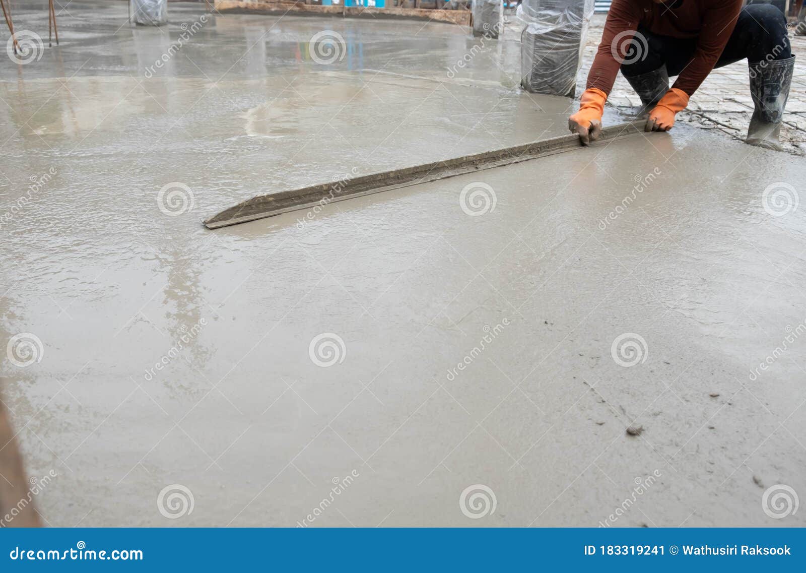 Workers are Tapping the Plaster To Smooth the Surface Stock Image ...