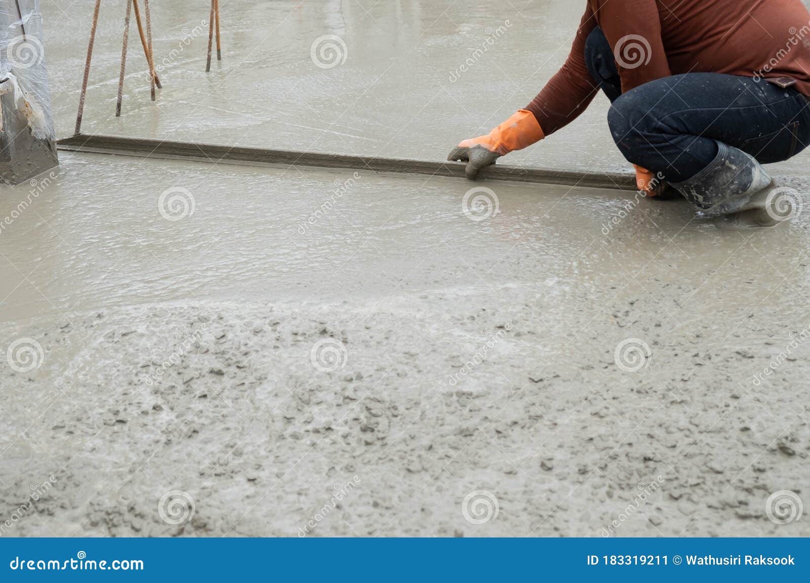 Workers are Tapping the Plaster To Smooth the Surface Stock Image ...