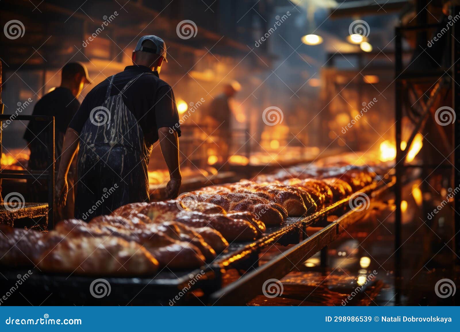 Workers Team on Bread Factory Stock Image - Image of manufacturing ...