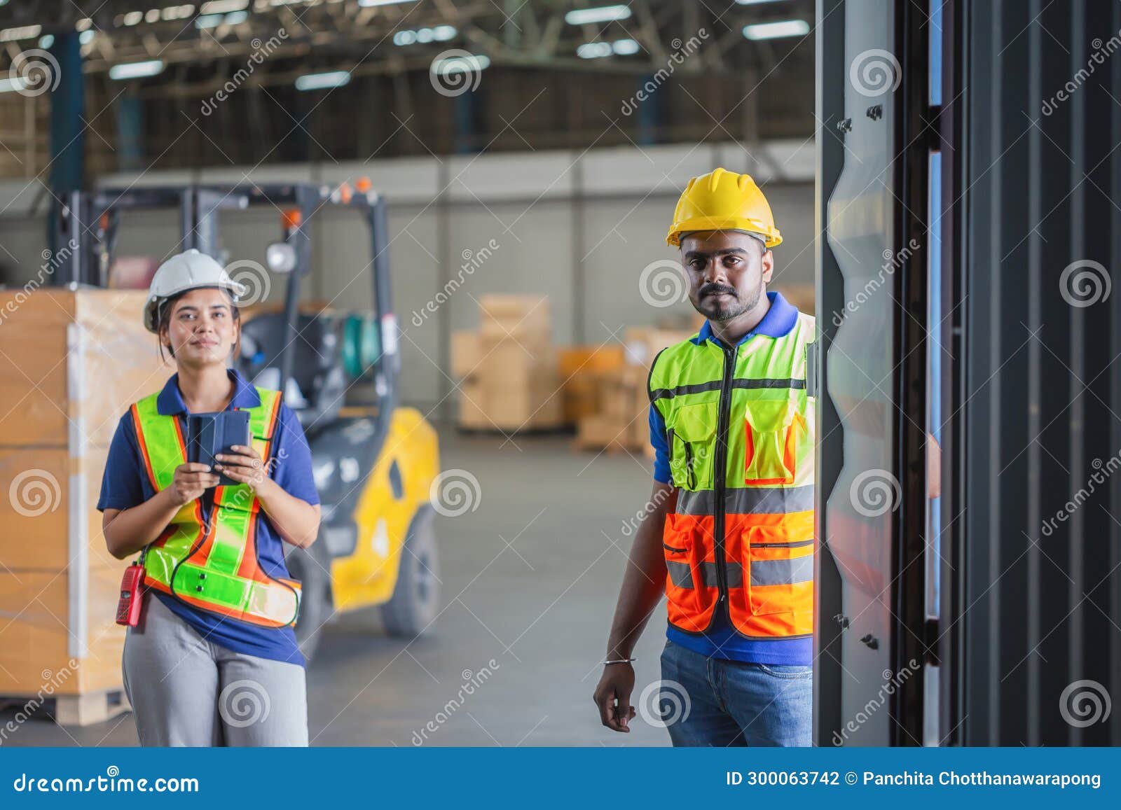 Workers Team Taking Inventory in Factory Warehouse, Warehouse Worker ...
