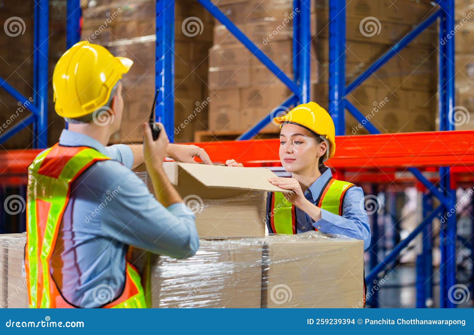 Workers Team Working in Warehouse, Manager and Supervisor Taking ...