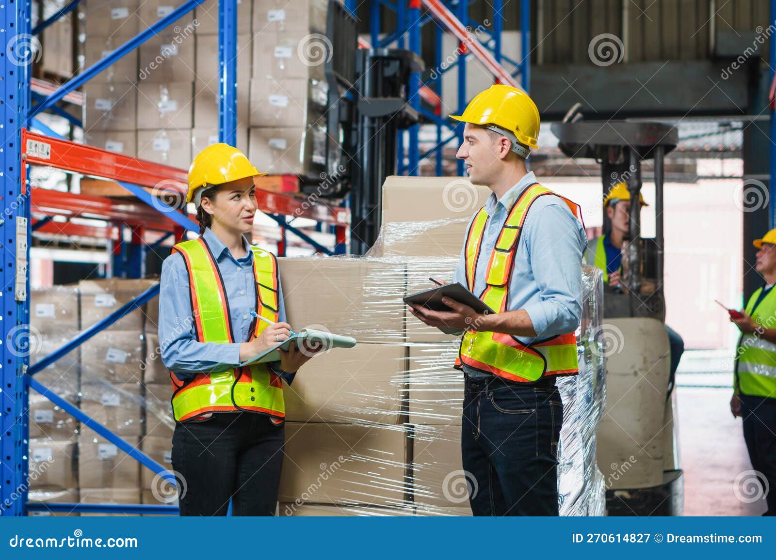 Workers Team Working in Warehouse, Manager and Supervisor Taking ...