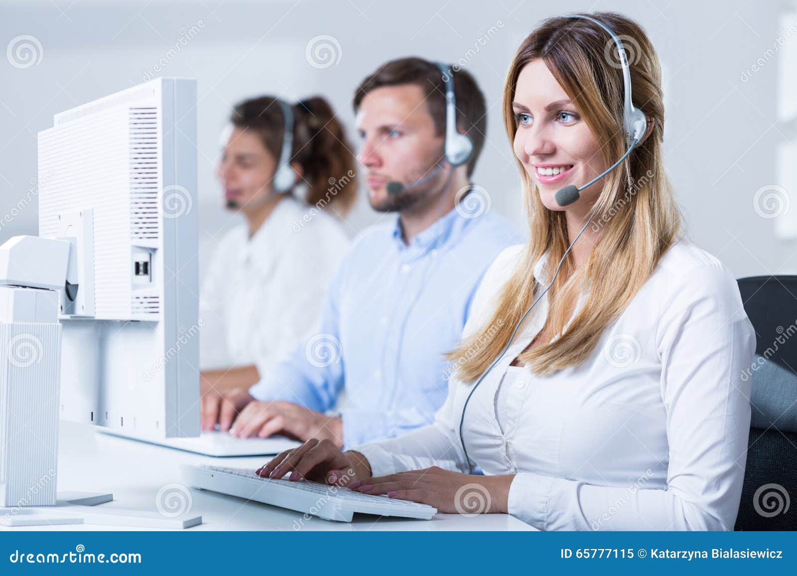 Workers of Telemarketing Service Stock Image - Image of telephone ...
