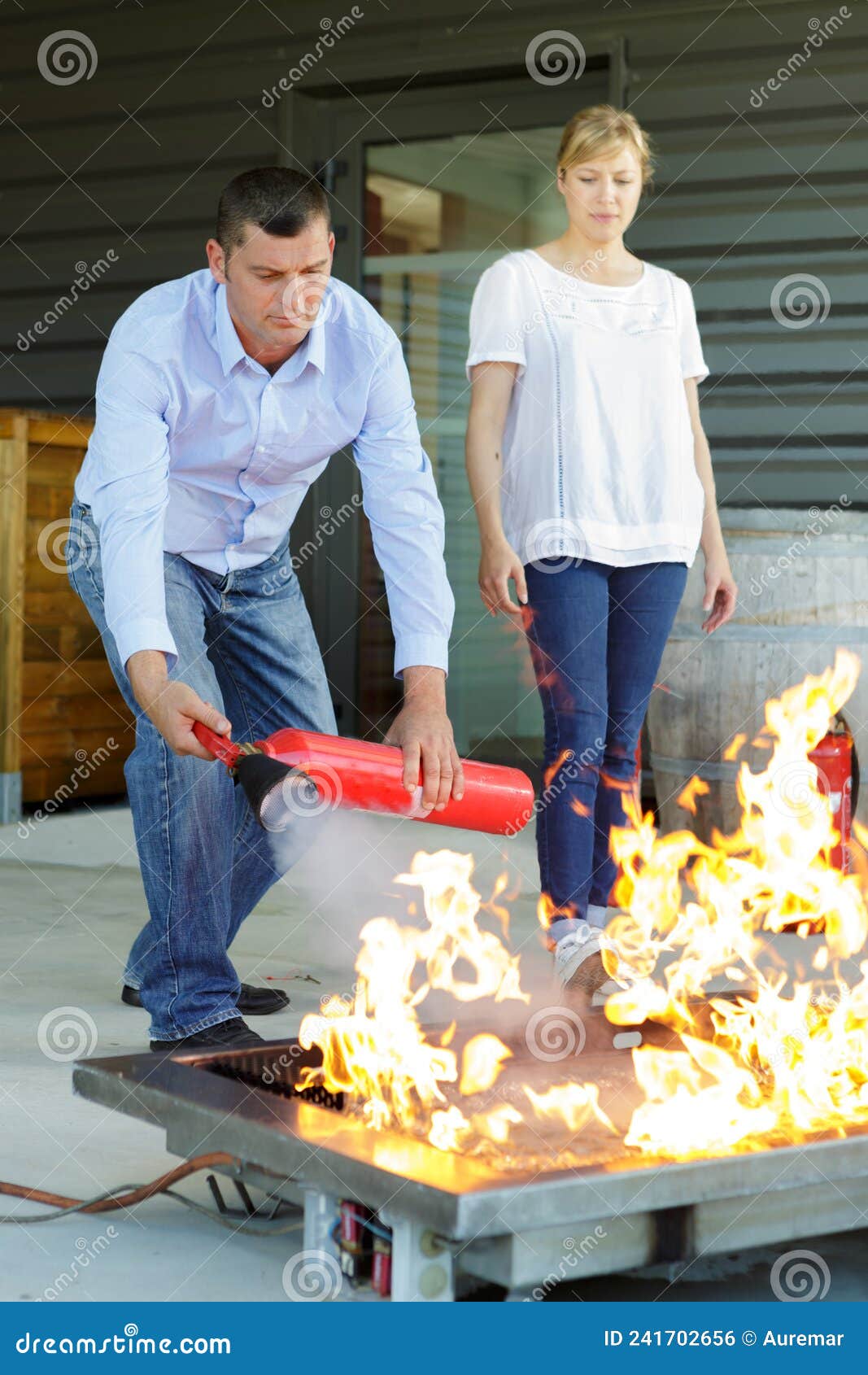 Workers during Test Fire Extinguishing Stock Photo - Image of space ...