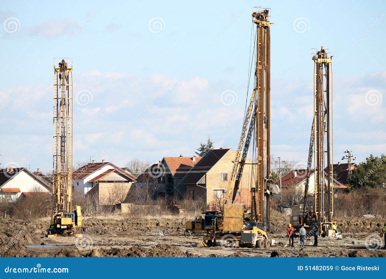 Hydraulic Drilling Machine At The Construction Site. Pile Field. Modern ...