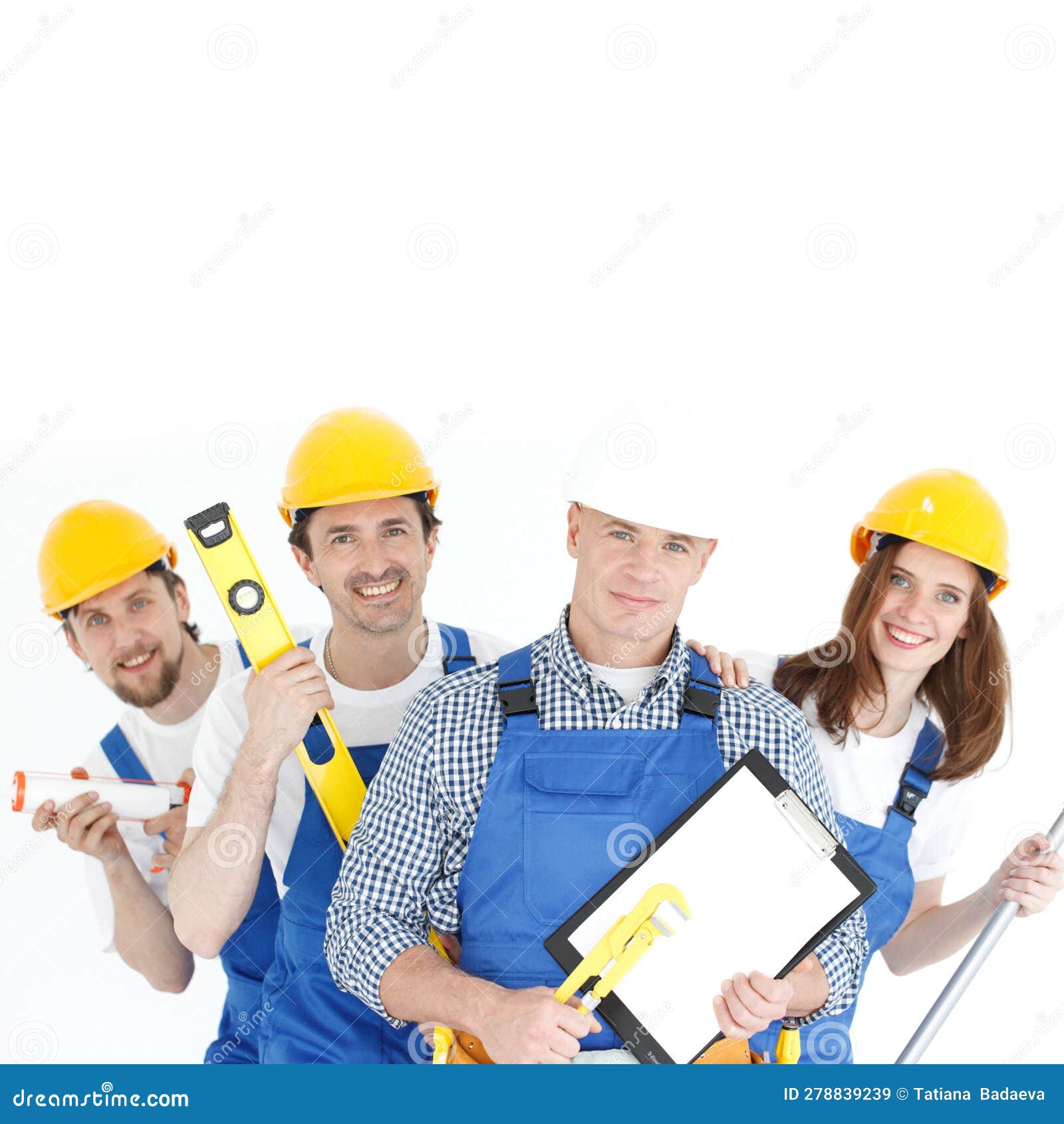 Workers with Tools and Contract Stock Image - Image of equipment, space ...