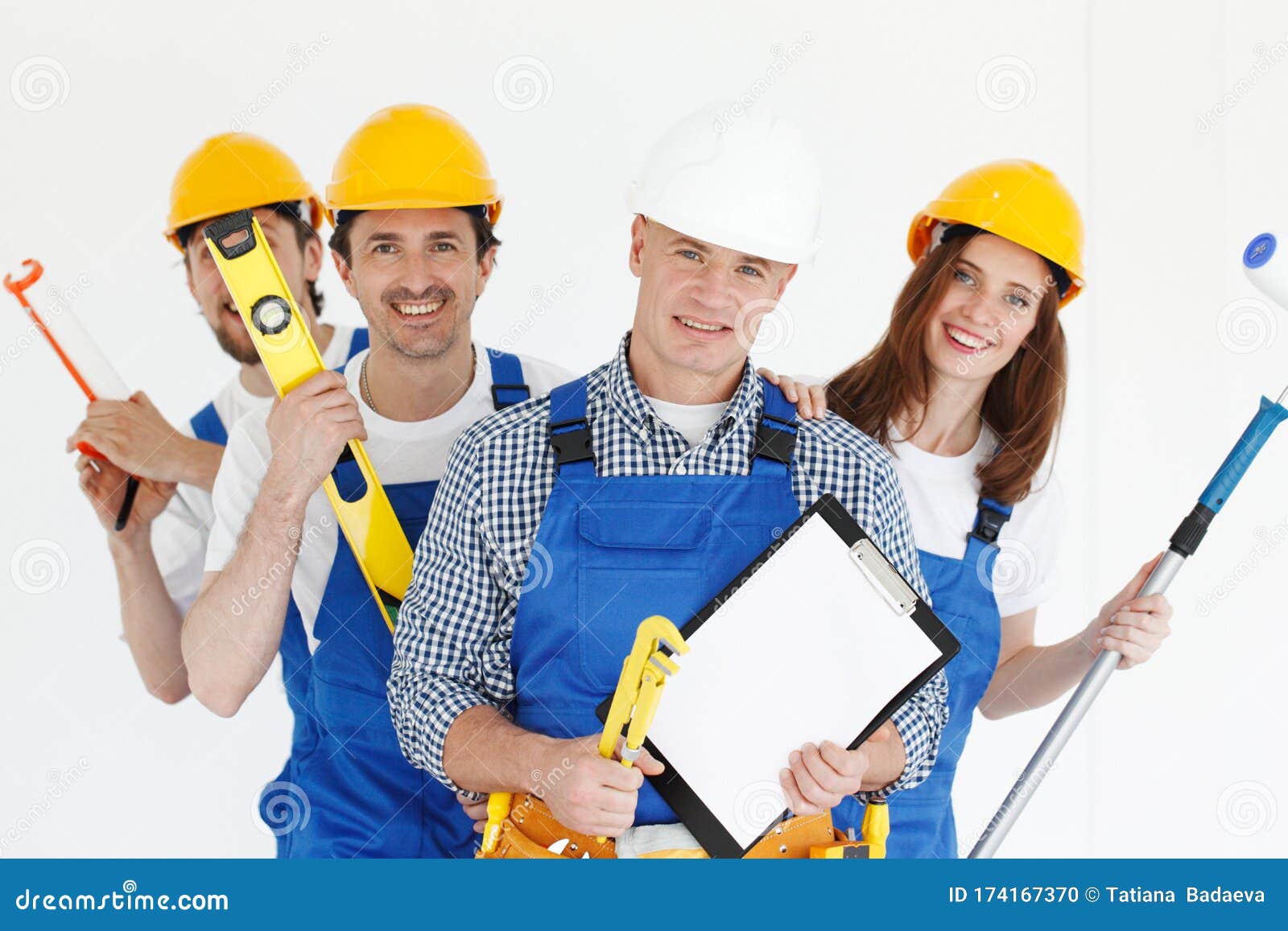 Workers with Tools and Contract Stock Photo - Image of document, deal ...