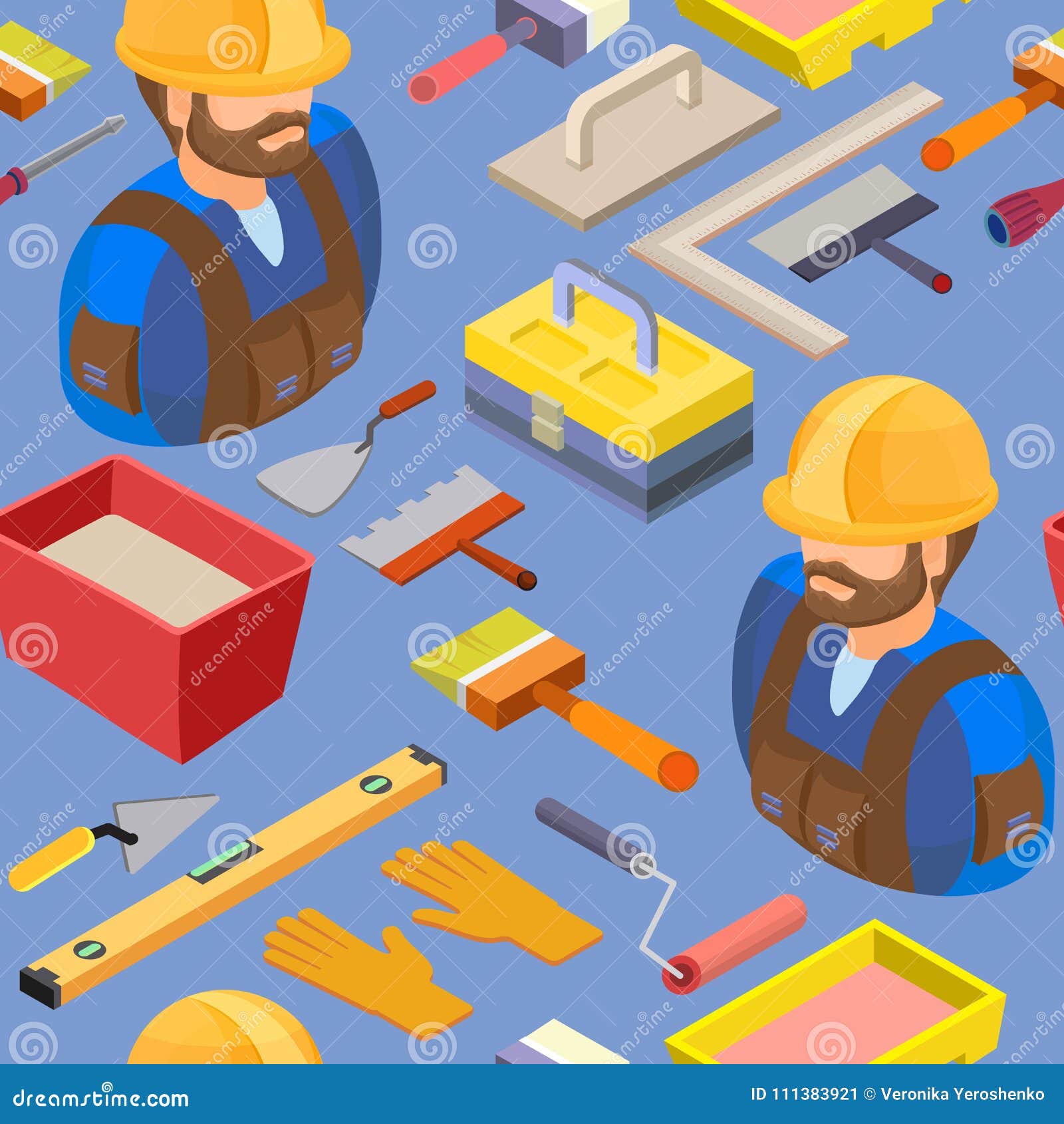 Workers and Tools Seamless Pattern. Stock Vector - Illustration of ...