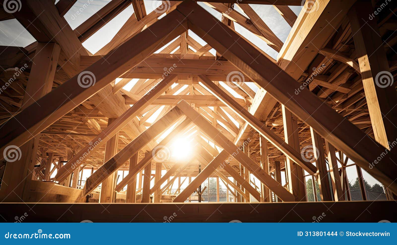 Workers Truss Timber Frame in Stock Illustration - Illustration of ...