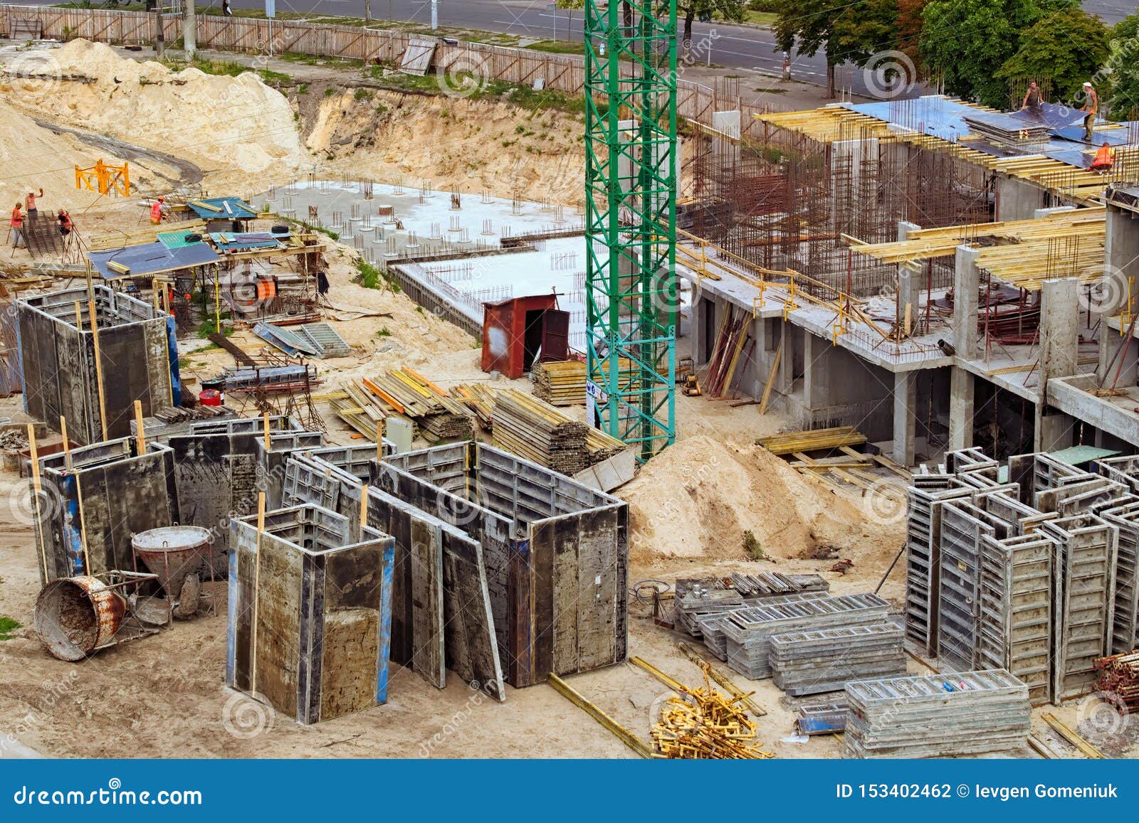 Workers at the Typical Construction Site. the Process of Building a ...