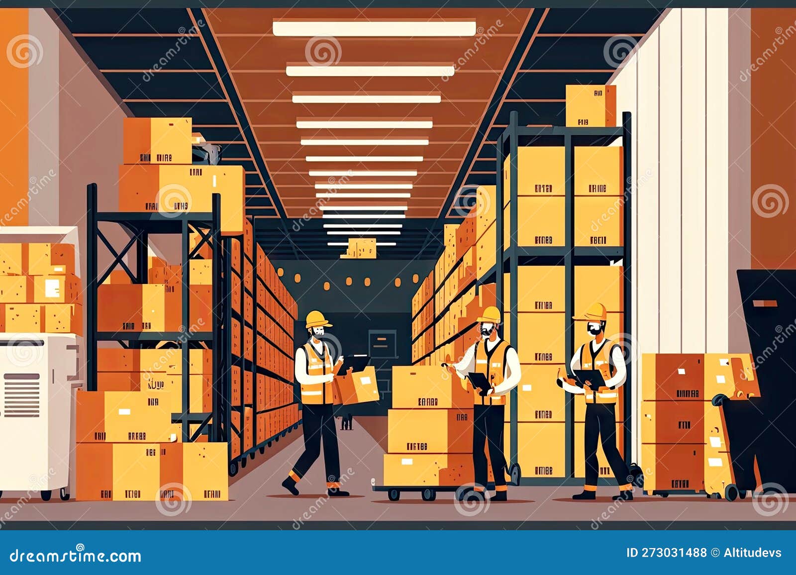 3D Workers Unloading Boxes From A Truck Stock Photography ...