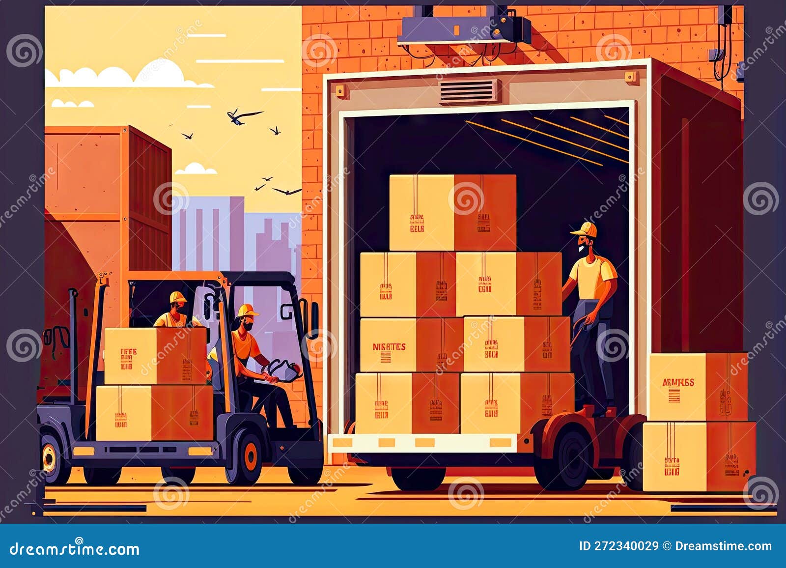 3D Workers Unloading Boxes From A Truck Stock Photography ...