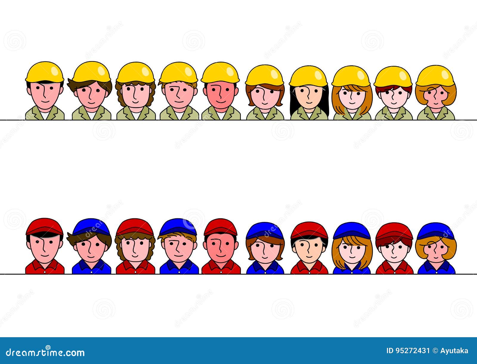 Workers Upper Body Border Set Stock Vector - Illustration of hand ...