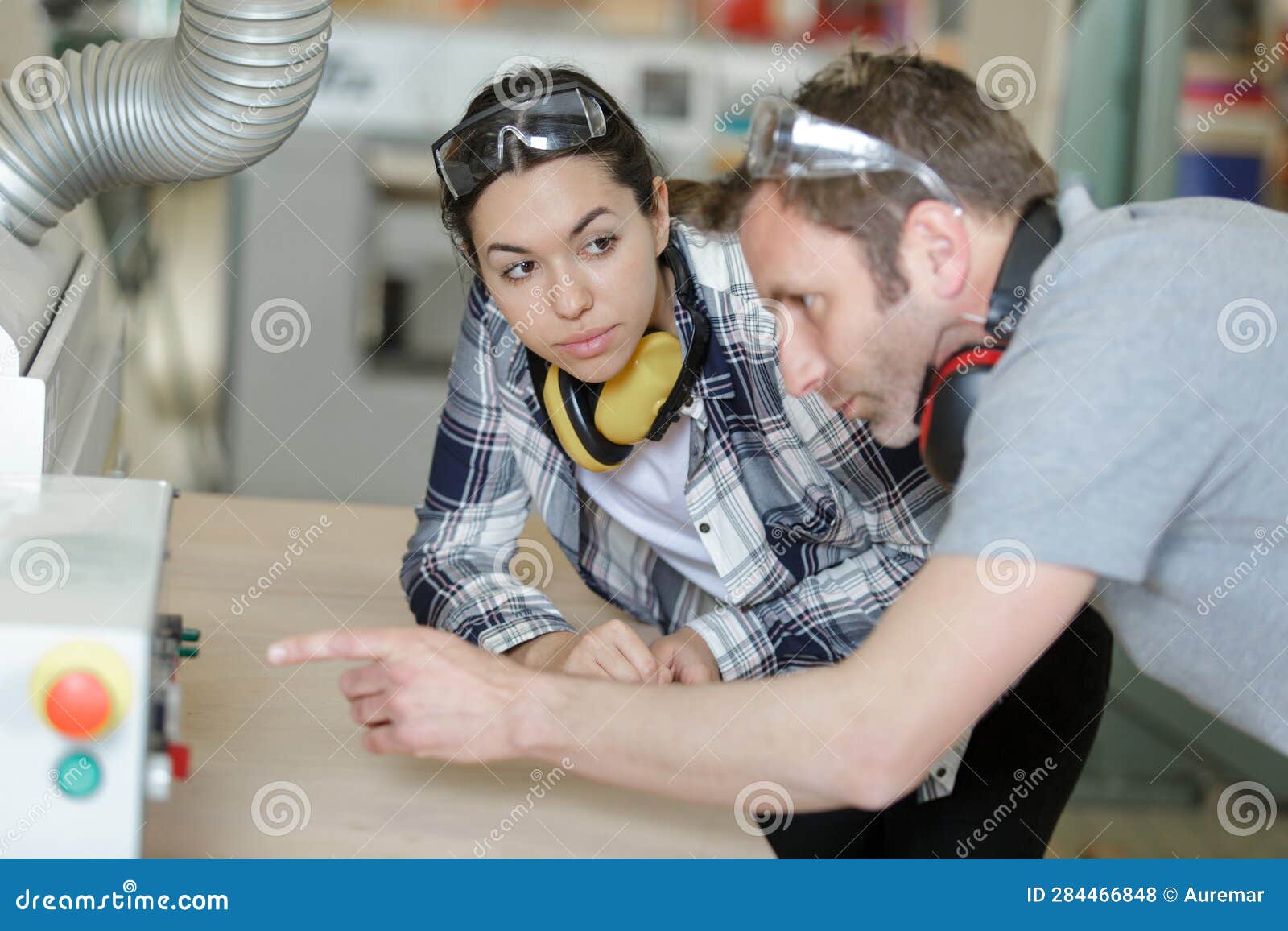 Workers Using Cutter in Factory Stock Photo - Image of handcutter ...
