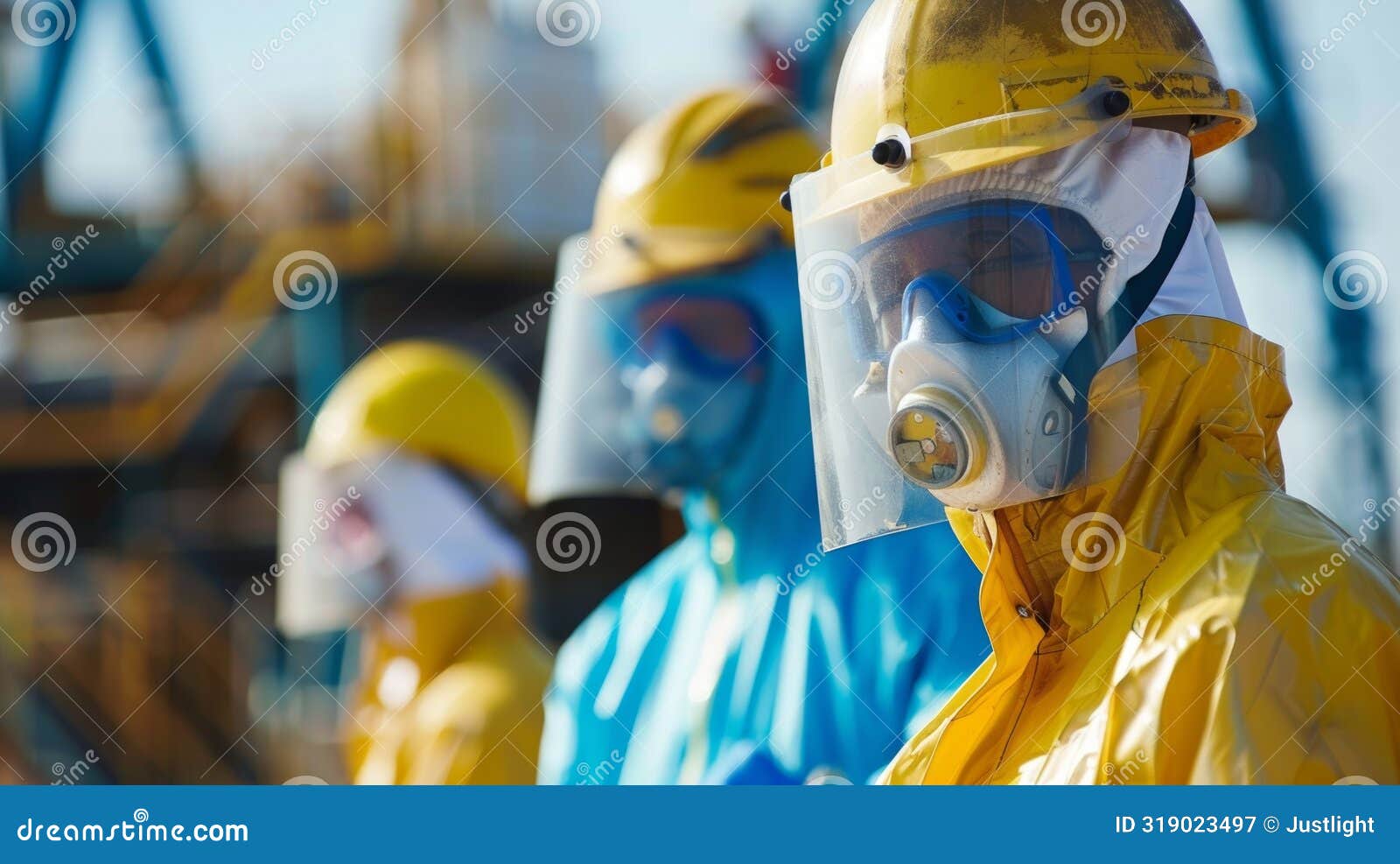 Workers Using Protective Gear and Following Safety Protocols while ...