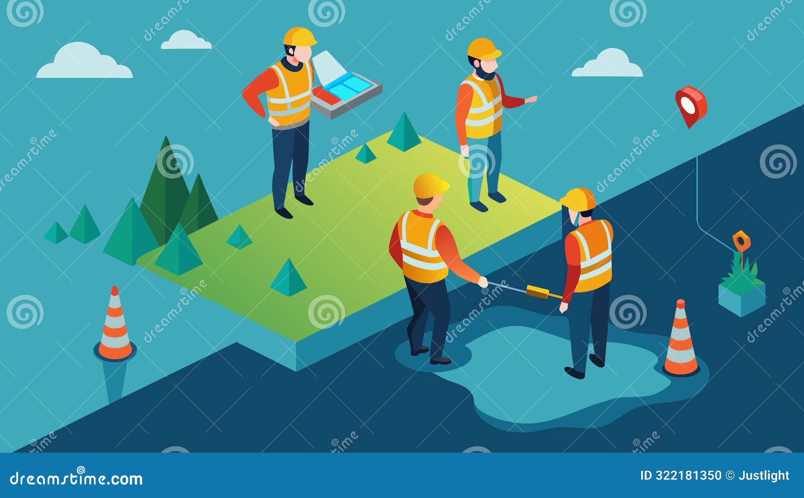 Underwater Construction With Divers Inspecting Subsea Pipeline Stock ...