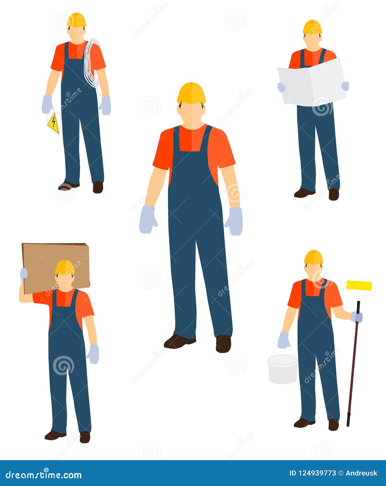Workers vector set stock vector. Illustration of house - 124939773