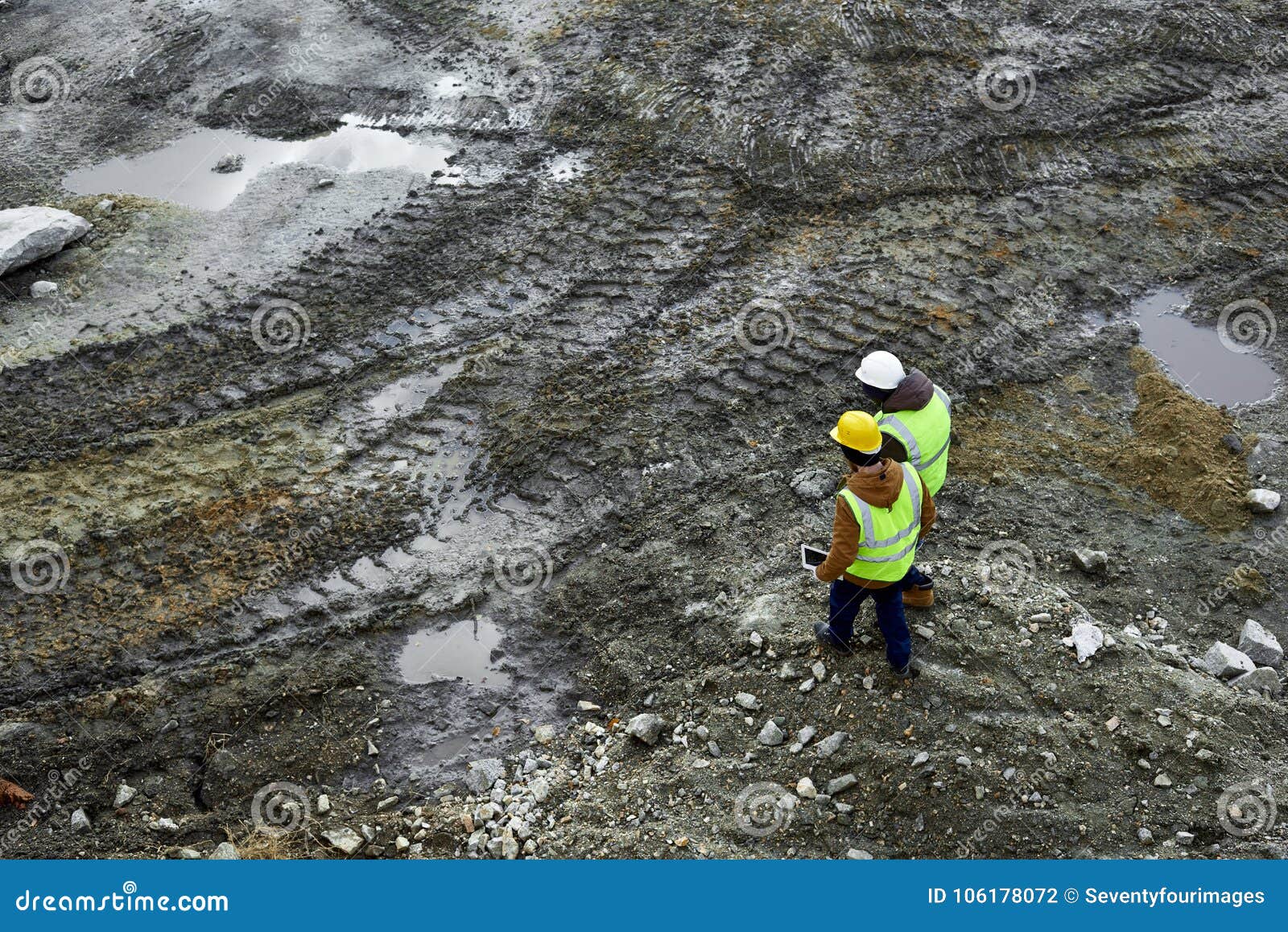 Workers Walking in Dirt on Site Stock Photo - Image of industry, coal ...
