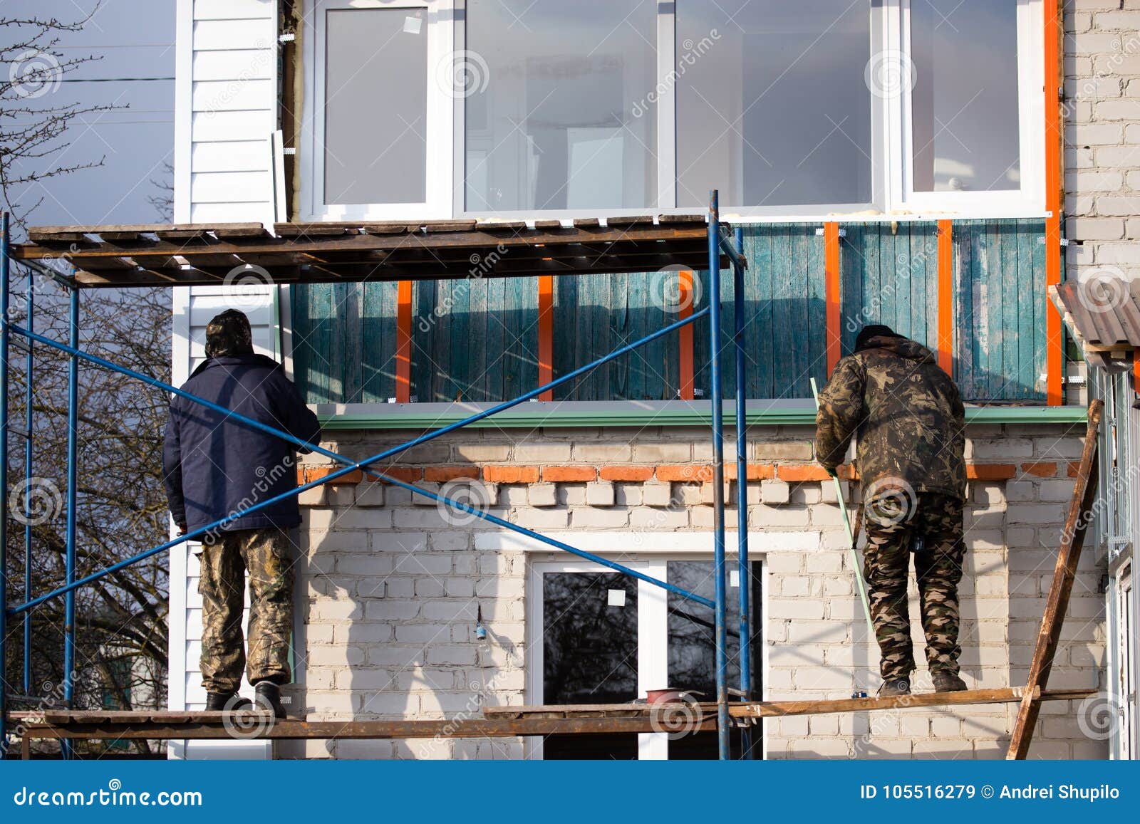 Workers Walling the House with Wall Siding Stock Image - Image of hand ...