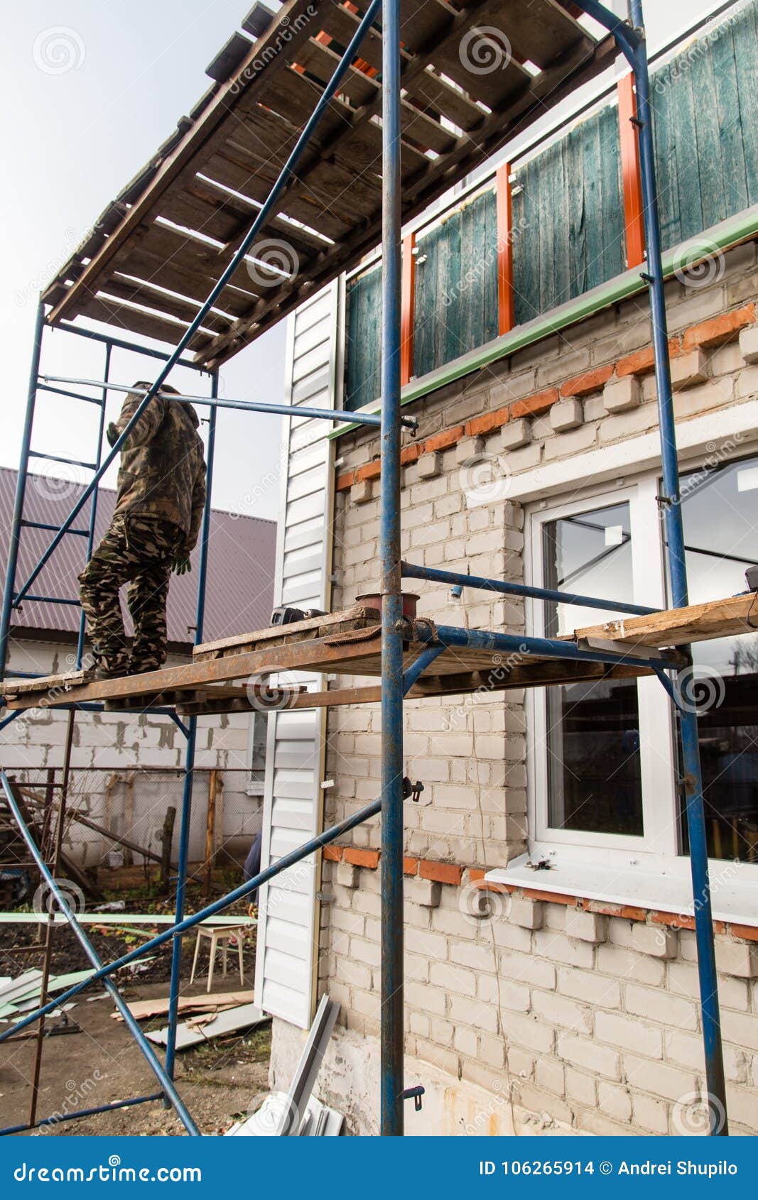 Workers Walling the House with Wall Siding Stock Photo - Image of hand ...