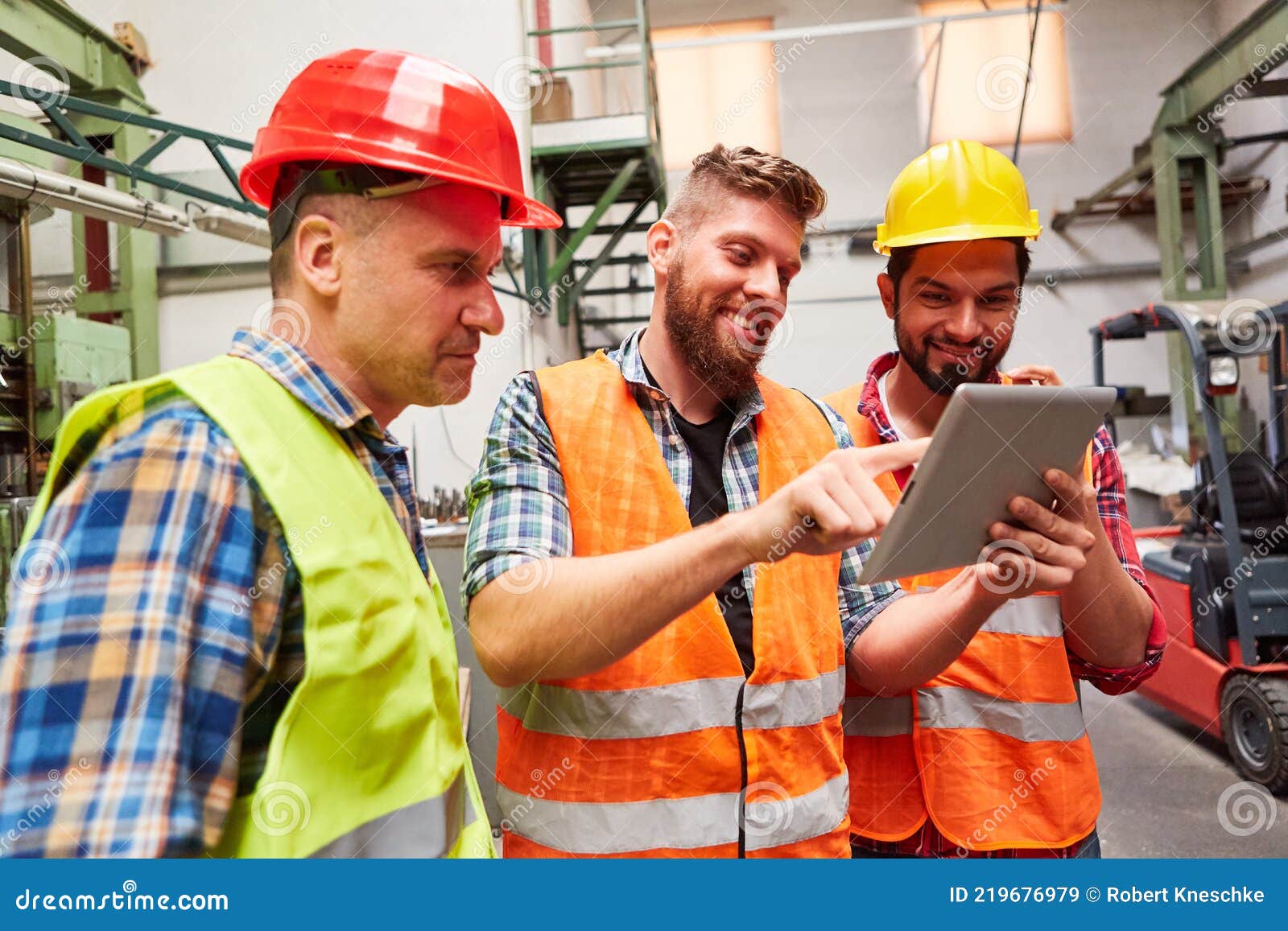 Workers and Warehouse Clerk Read an Email with a Customer Order Stock ...