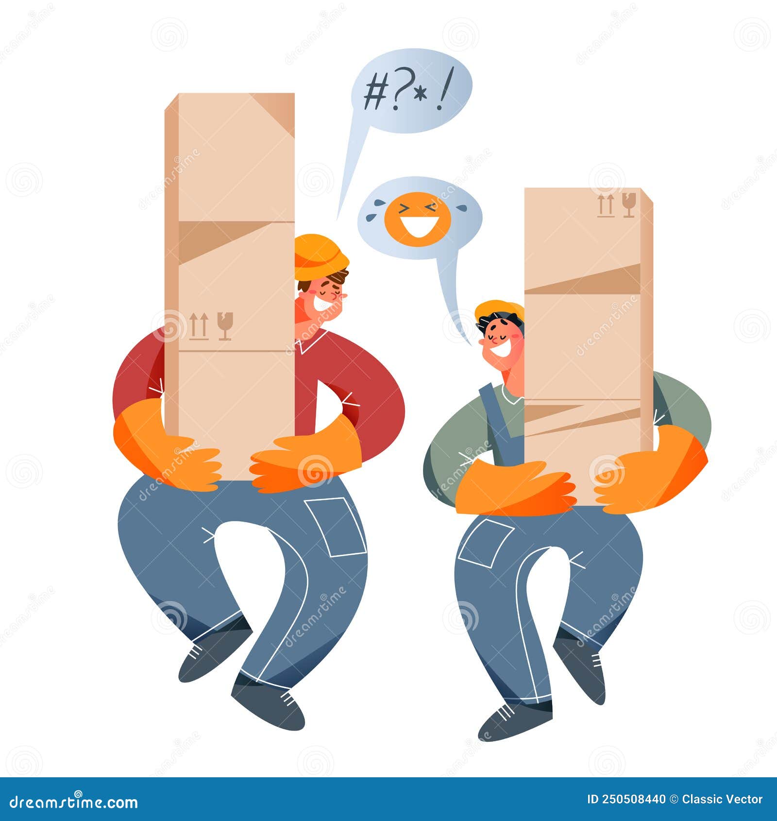 Workers of Warehouse Holding Parcels, Two Man in Loader Uniform ...