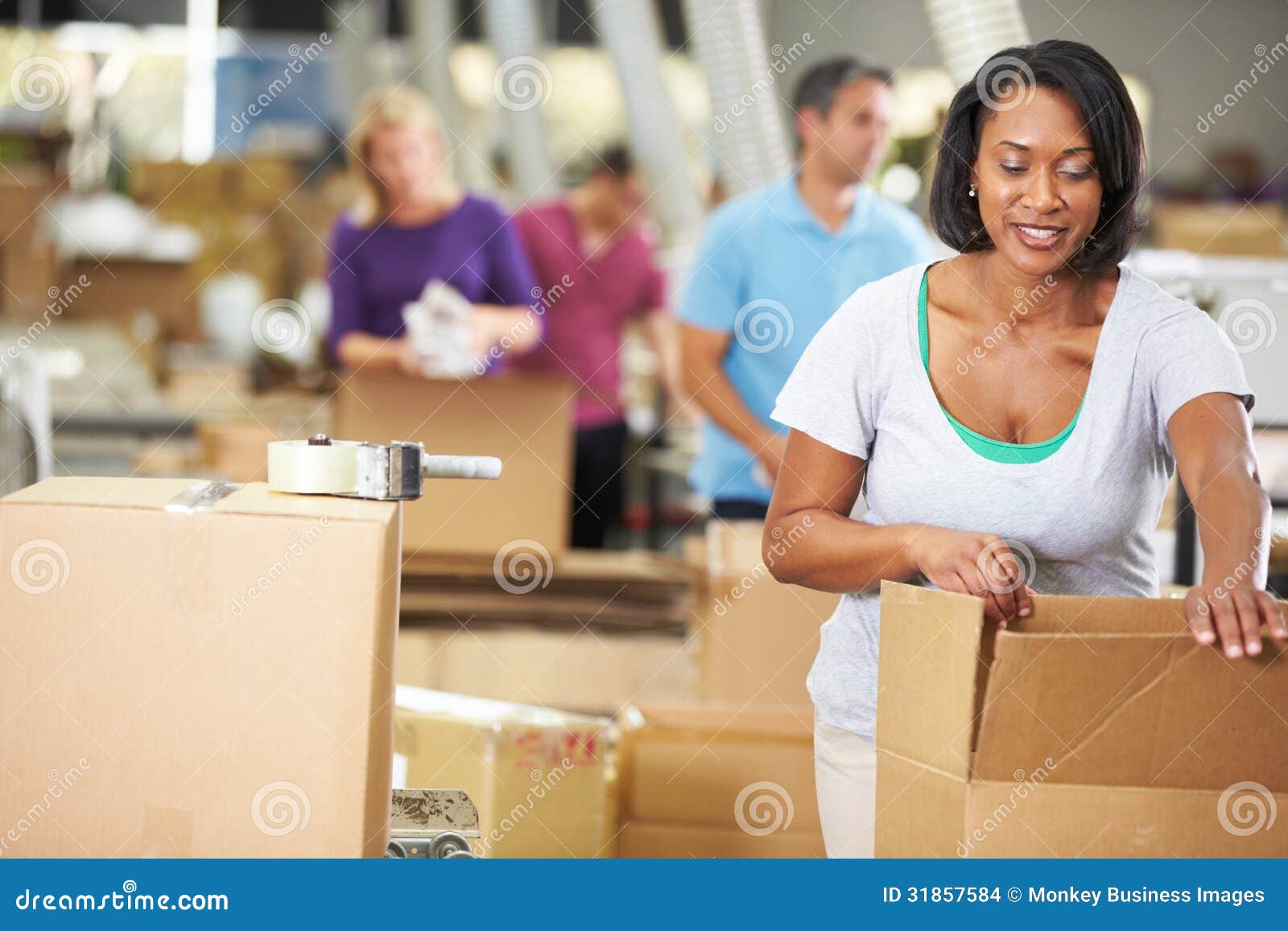 Workers in Warehouse Preparing Goods for Dispatch Stock Photo - Image ...