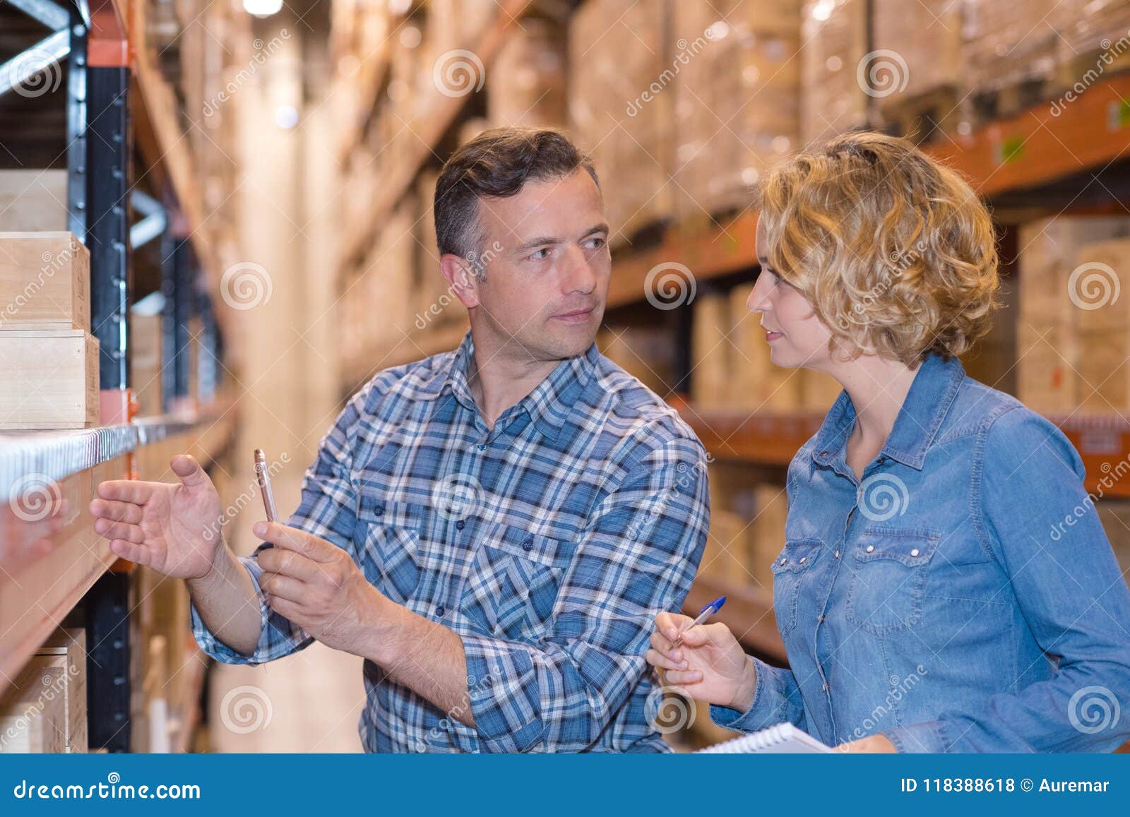 Workers in Warehouse Preparing Goods for Dispatch Stock Photo - Image ...