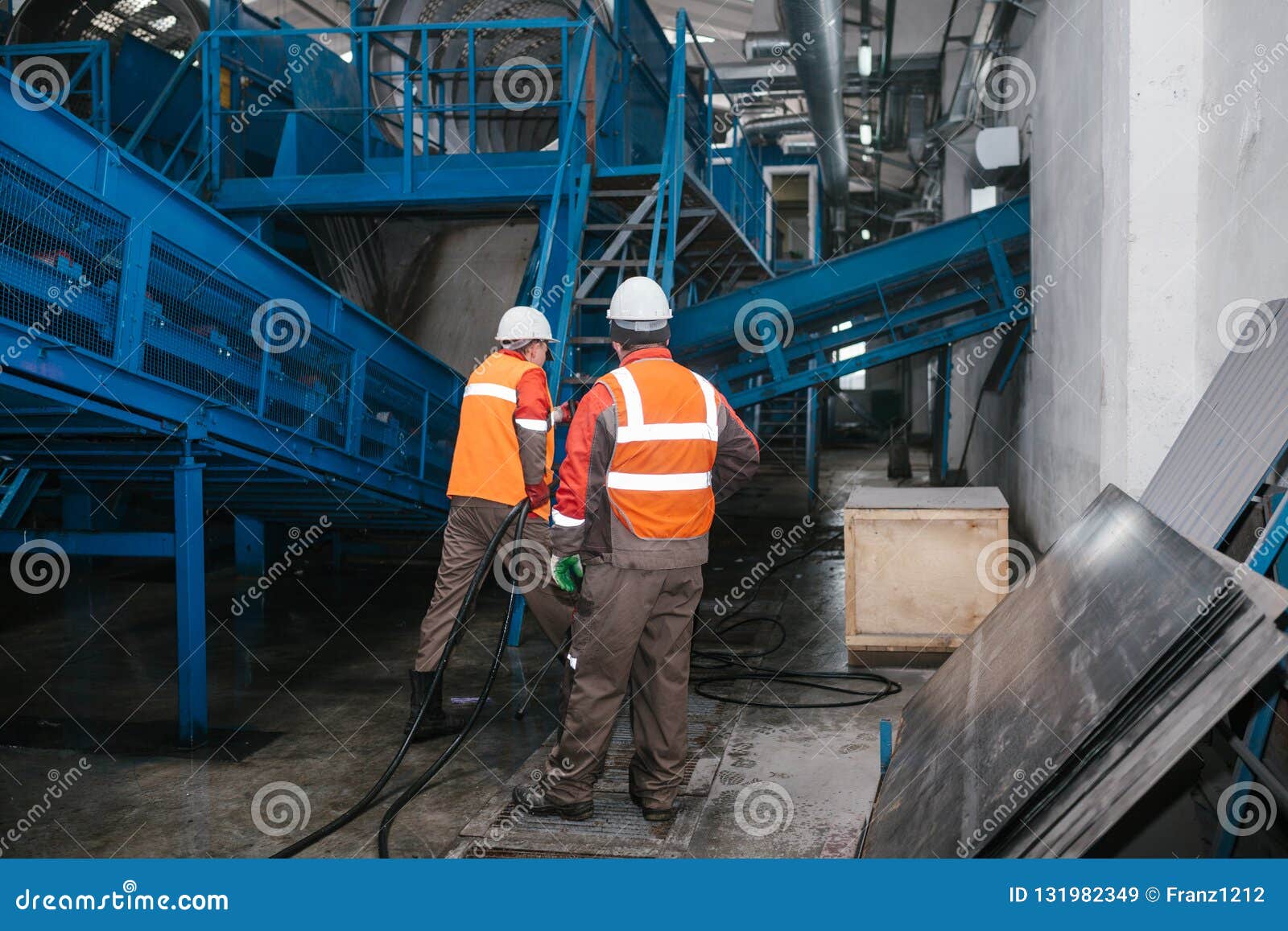 Workers Wash Equipment at the Sorting Plant. Editorial Stock Image ...