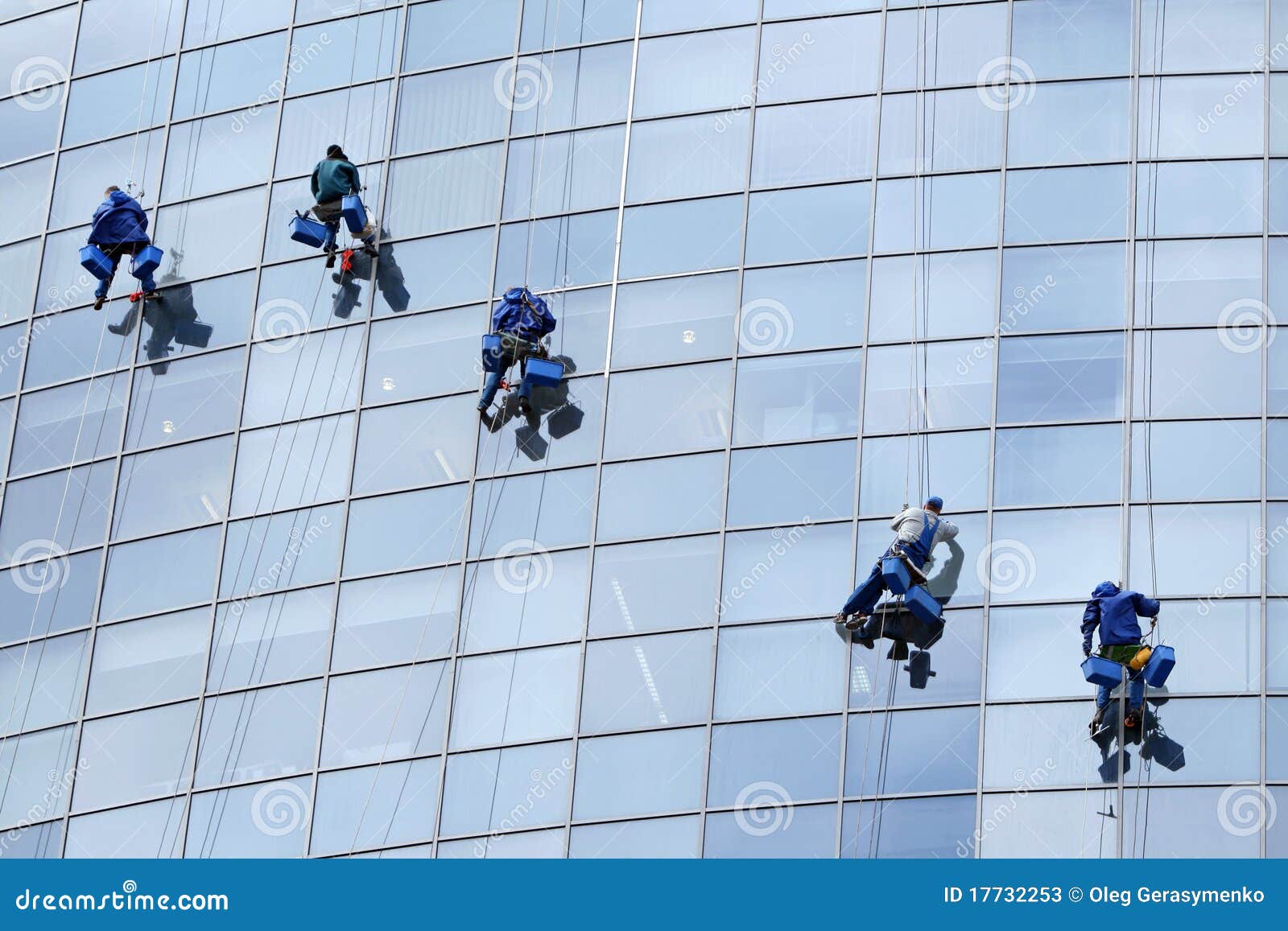 Workers washing windows stock image. Image of clean, climbing - 17732253